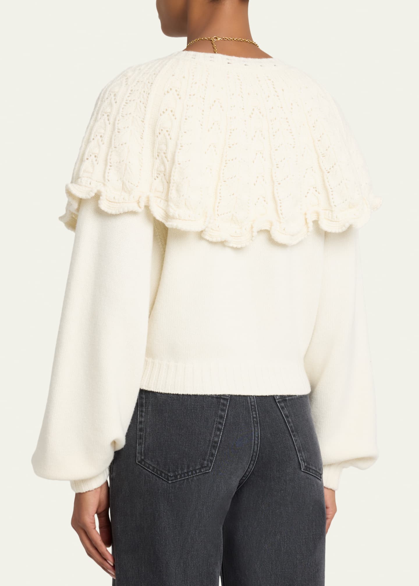 Chloe Wool-Cashmere Pointelle Capelet Cardigan - Bergdorf Goodman