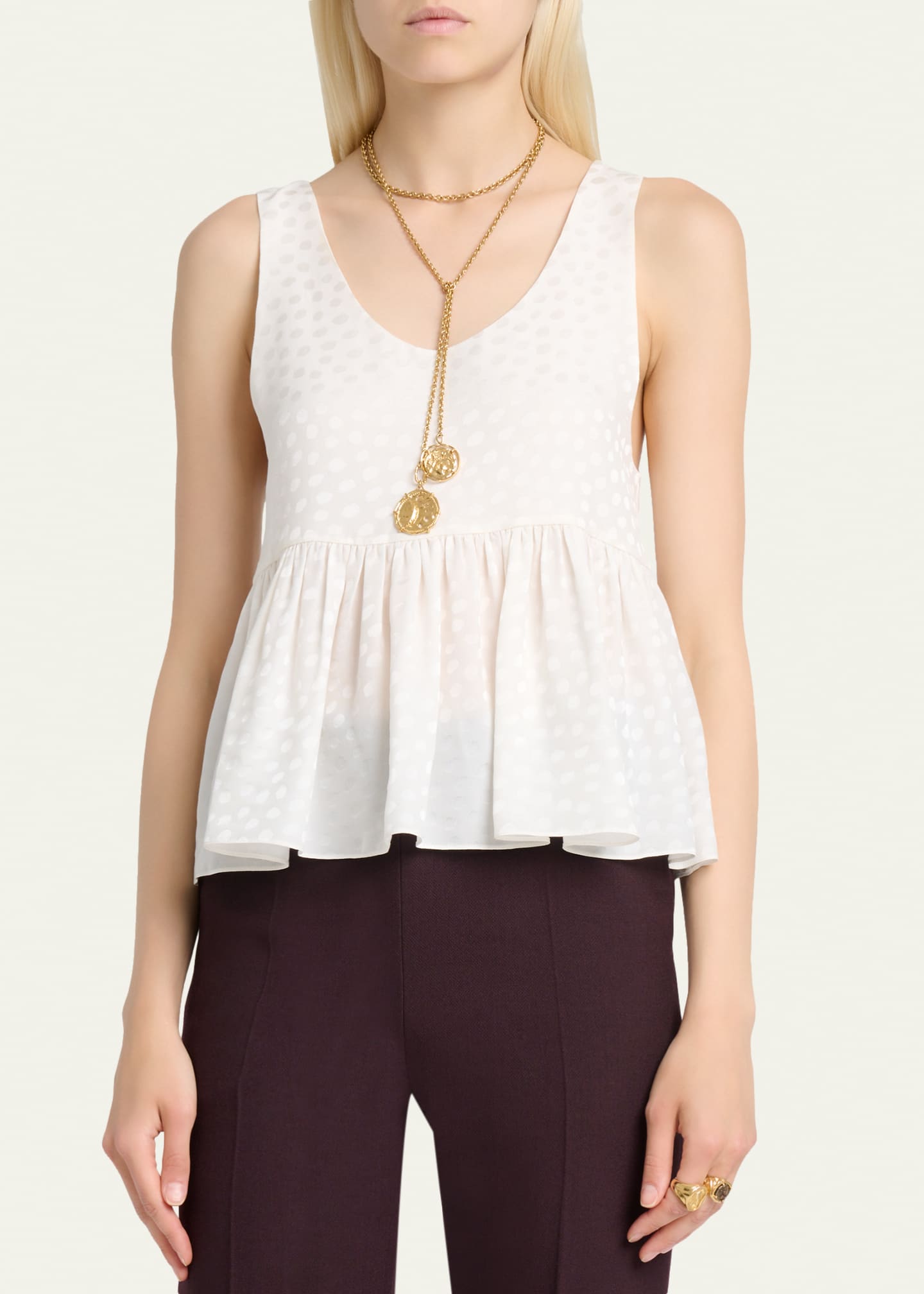 Chloe Dot Silk Jacquard Sleeveless Peplum Blouse - Bergdorf Goodman