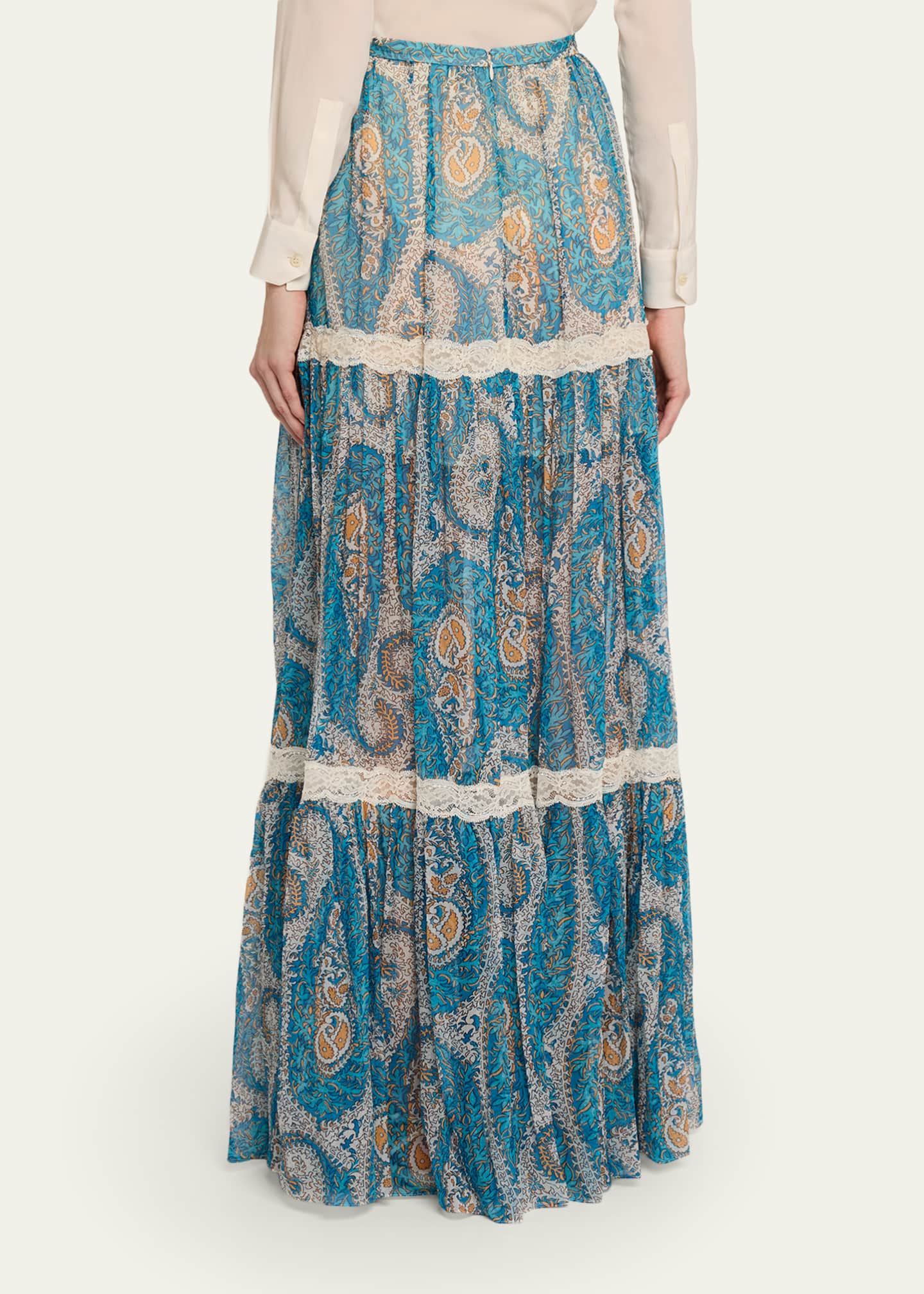 Etro Lace-Trimmed Paisley Maxi Skirt - Bergdorf Goodman
