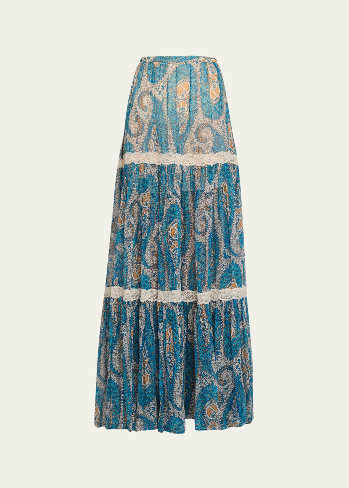 Etro Lace-Trimmed Paisley Maxi Skirt - Bergdorf Goodman
