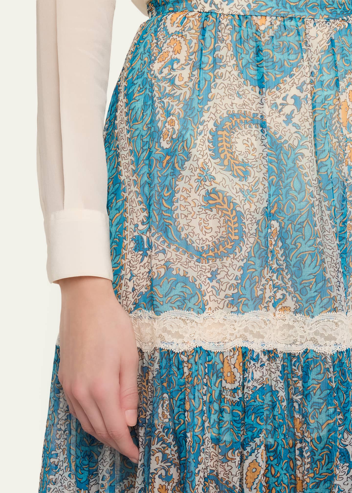 Etro Lace-Trimmed Paisley Maxi Skirt - Bergdorf Goodman
