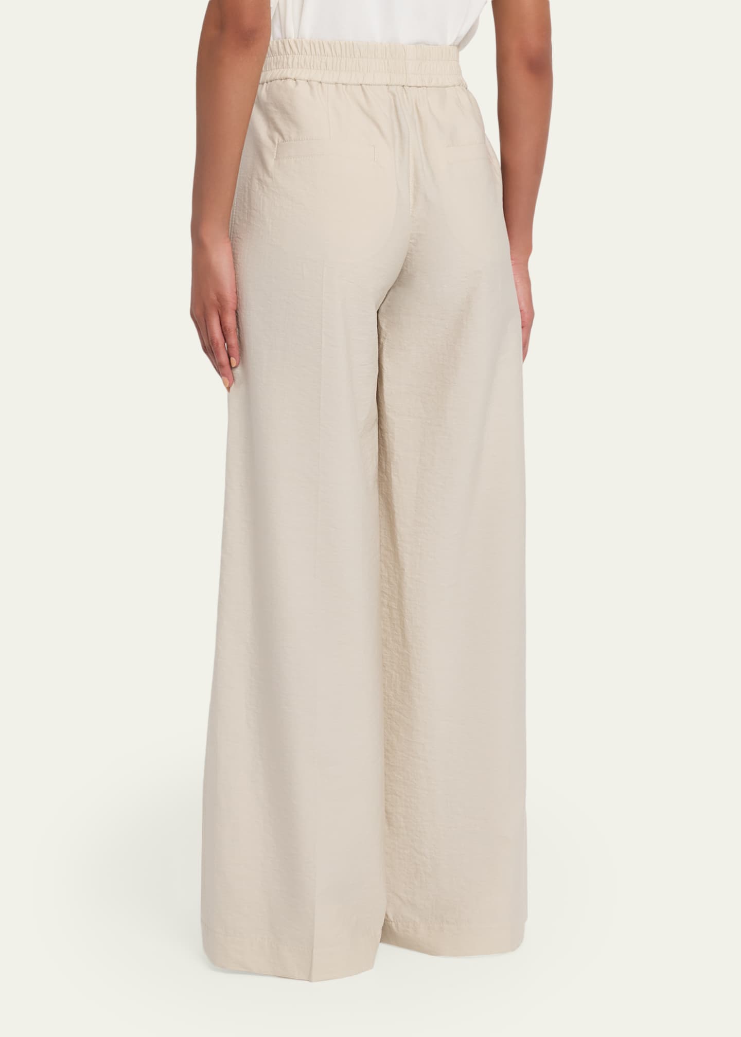Brunello Cucinelli Techno Cotton Pleat Wide-Leg Pull-On Track Pants ...