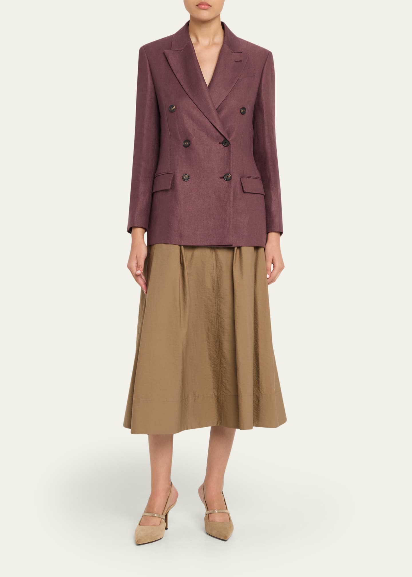 Brunello Cucinelli Techno Cotton Poplin A-Line Midi Skirt - Bergdorf ...