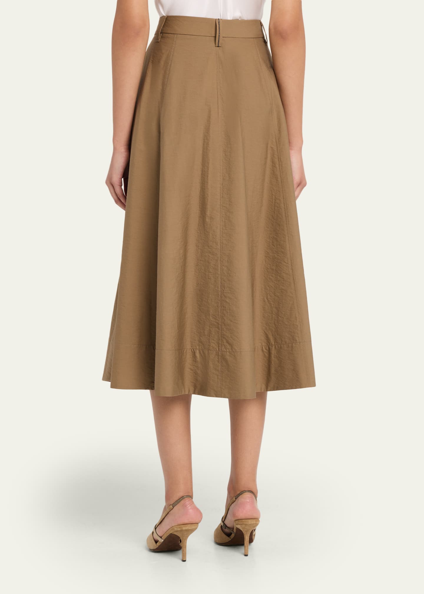 Brunello Cucinelli Techno Cotton Poplin A-Line Midi Skirt - Bergdorf ...