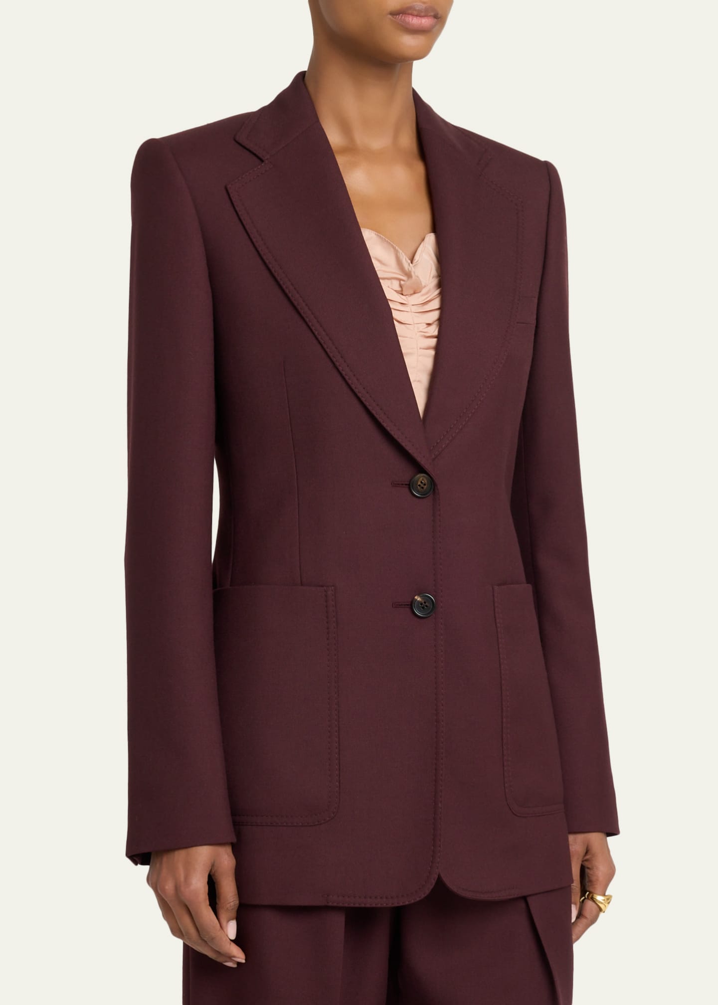 Chloe Wool Gabardine Single-Breasted Blazer Jacket - Bergdorf Goodman