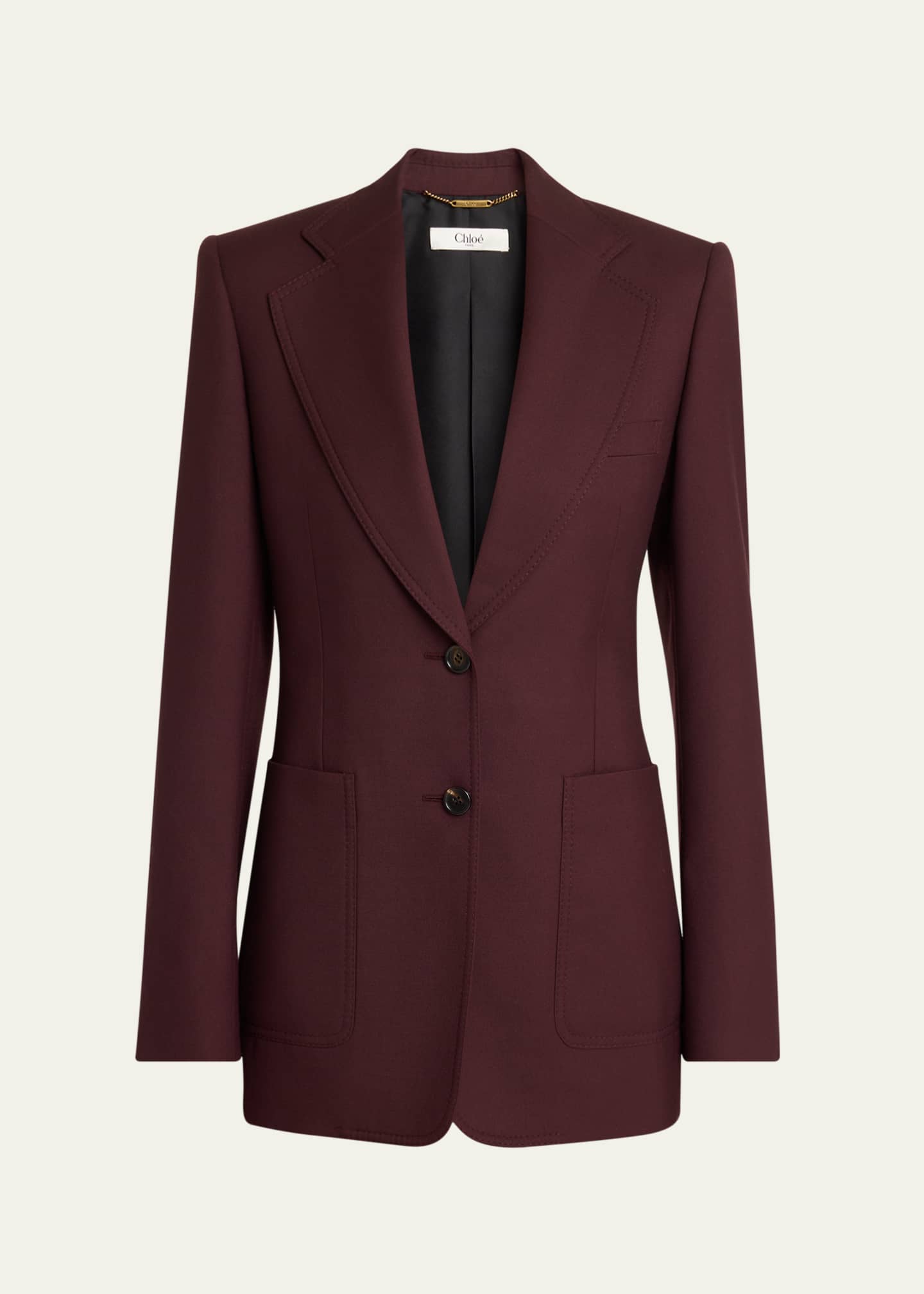 Chloe Wool Gabardine Single-Breasted Blazer Jacket - Bergdorf Goodman