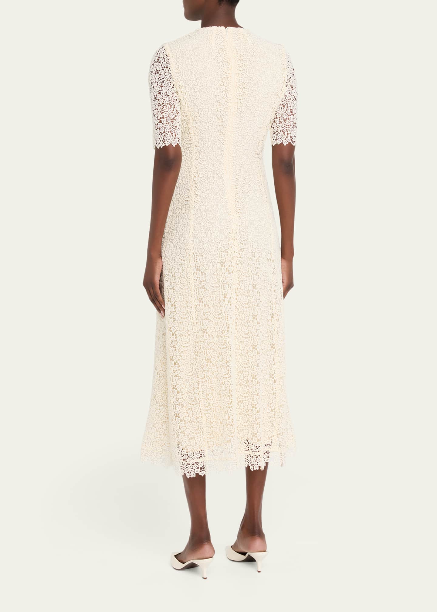 Kiton Guipure Lace Short-Sleeve Midi Dress - Bergdorf Goodman