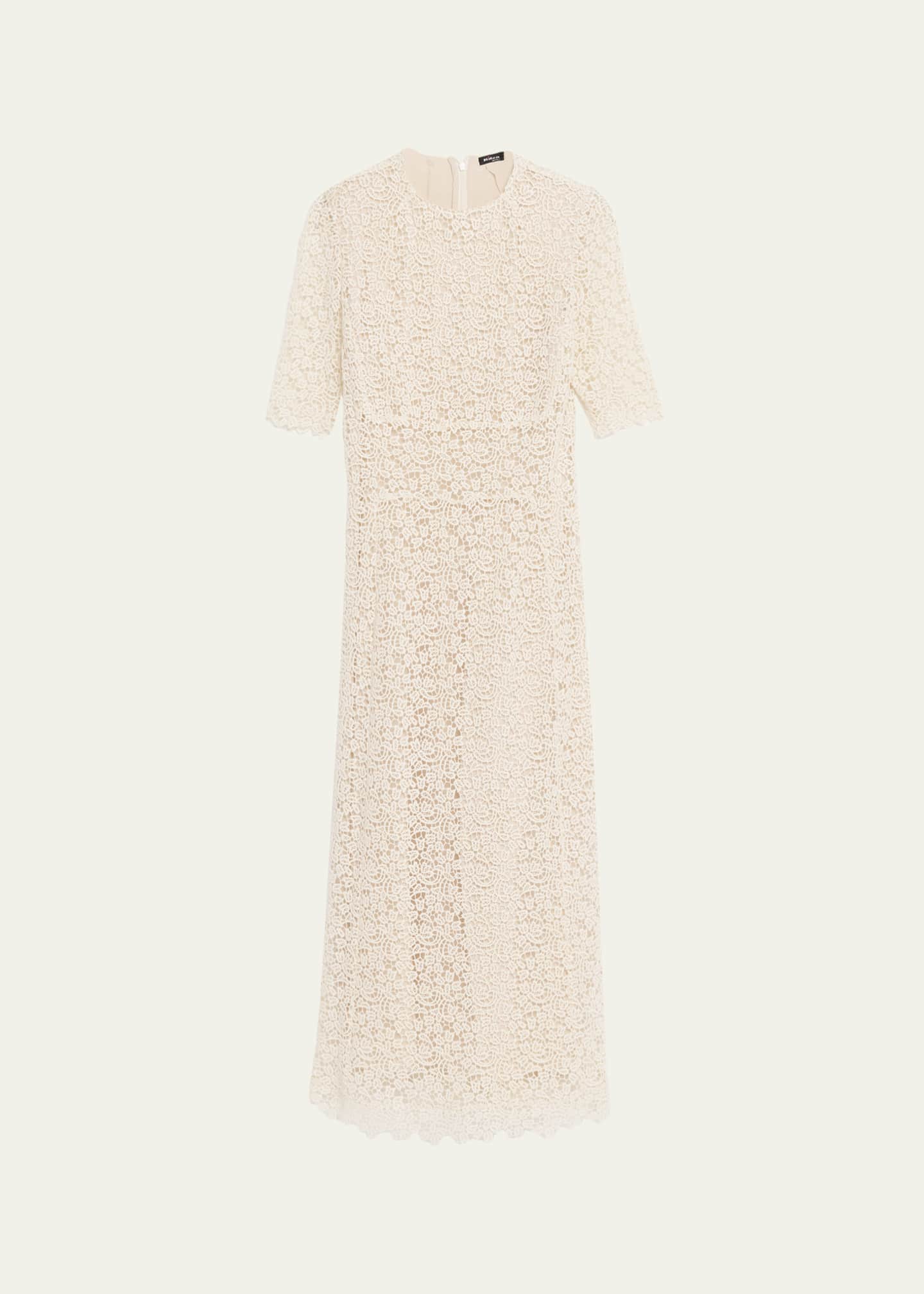 Kiton Guipure Lace Short-Sleeve Midi Dress - Bergdorf Goodman