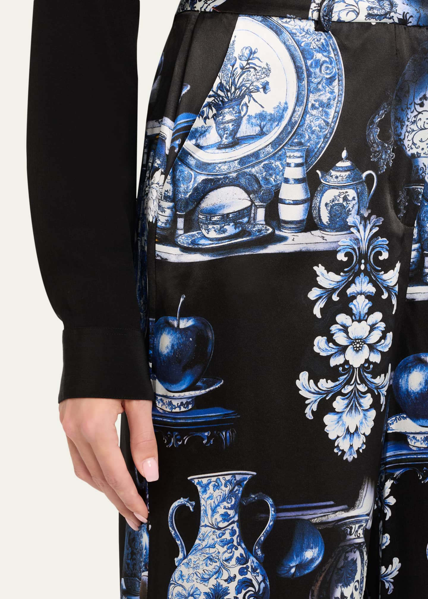 L'Agence Pilar Porcelain Silk Wide-Leg Pants - Bergdorf Goodman