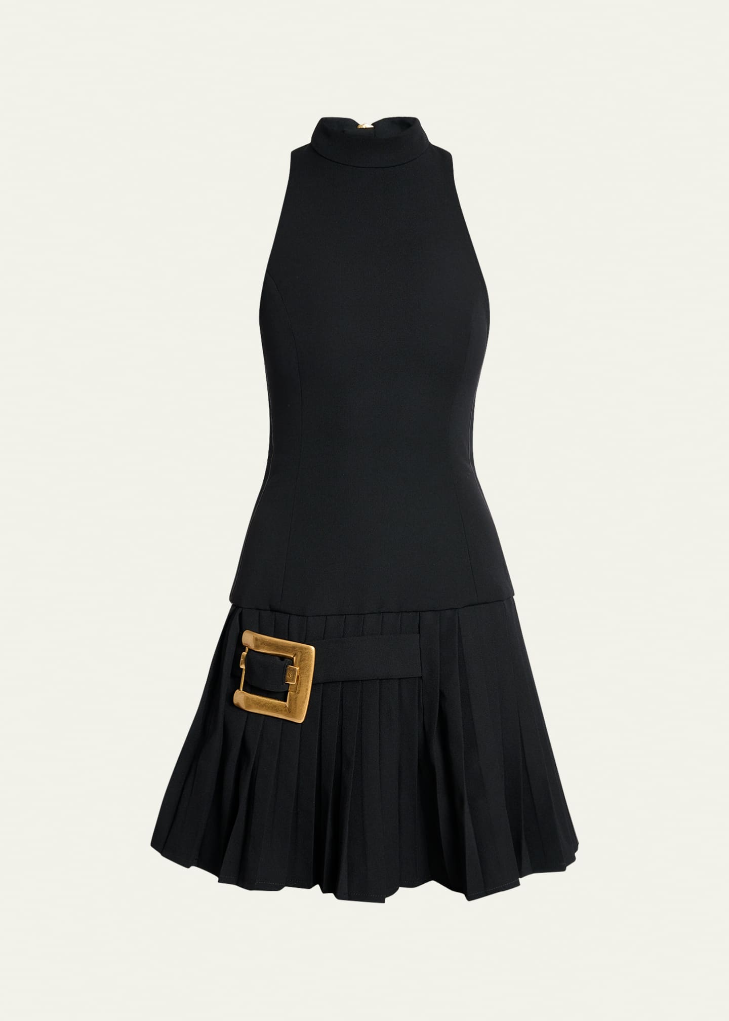 Balmain Belted Pleated Halter Mini Dress - Bergdorf Goodman