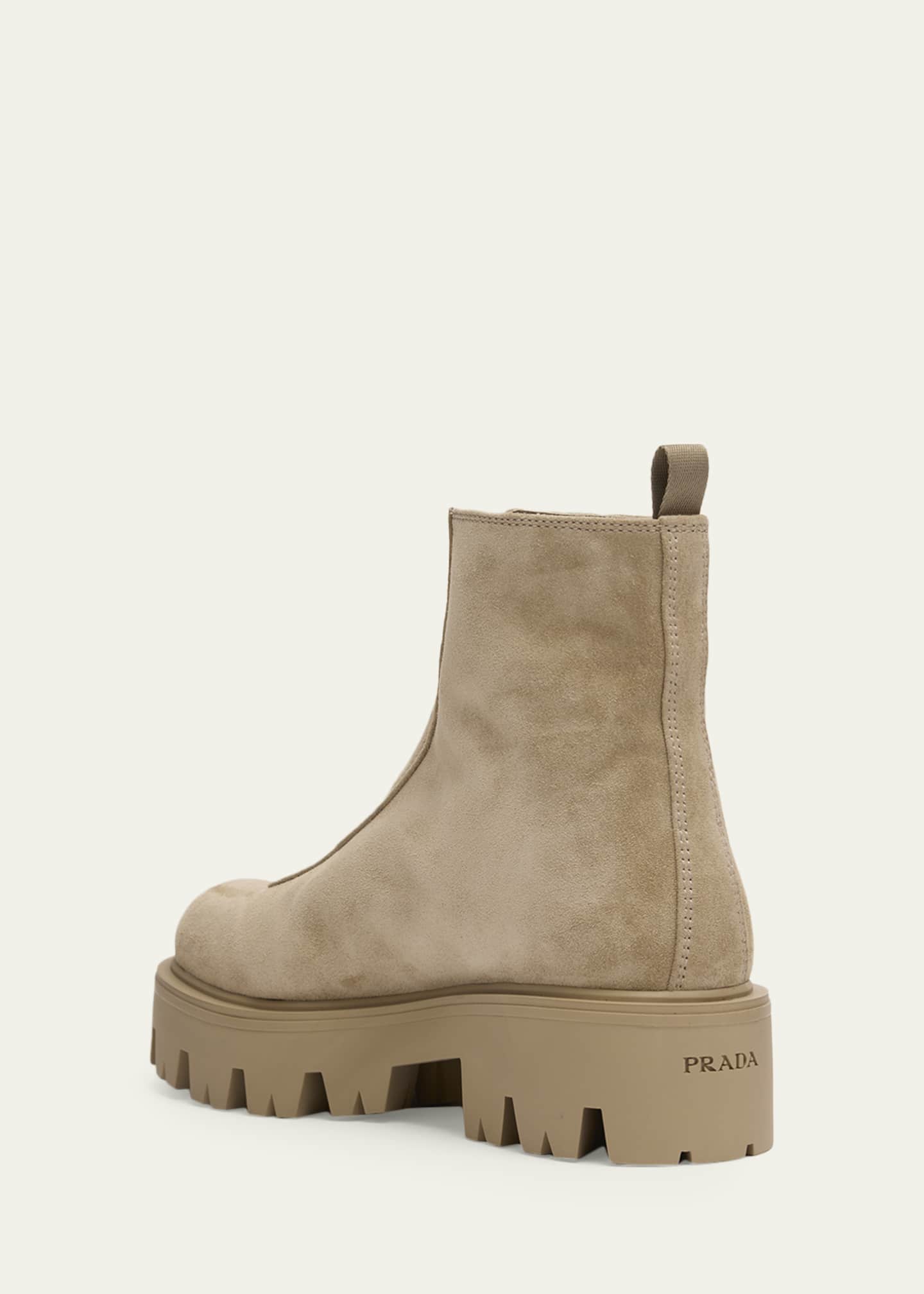 Prada Stride Suede Zip Ankle Booties - Bergdorf Goodman