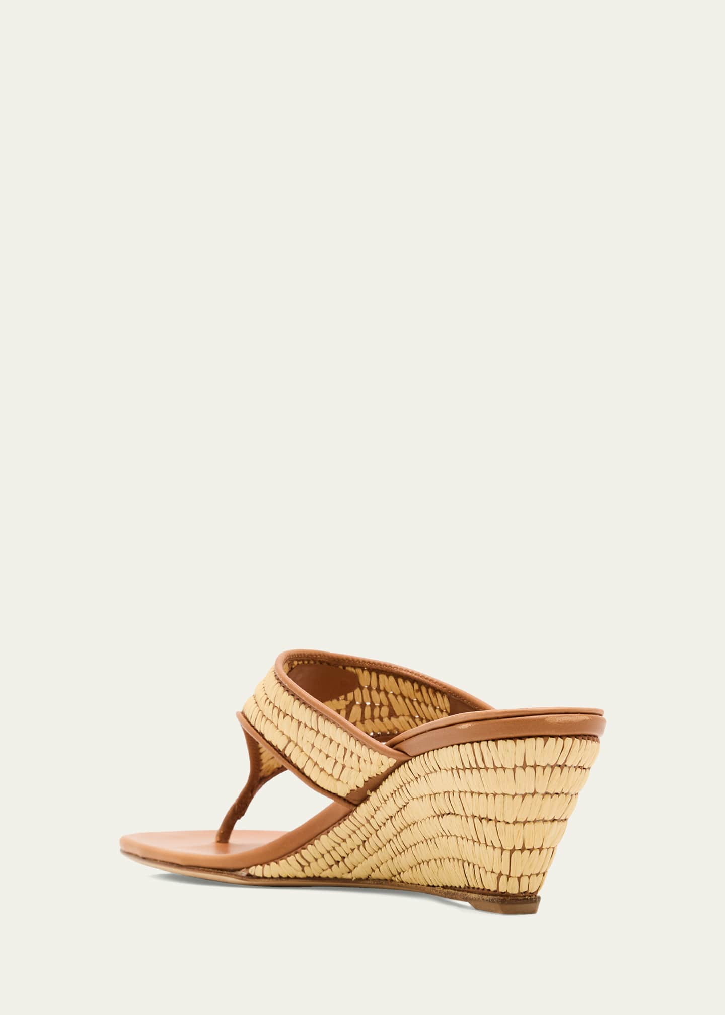 Prada 55mm Triangle Logo Raffia and Leather Thong Sandals - Bergdorf ...