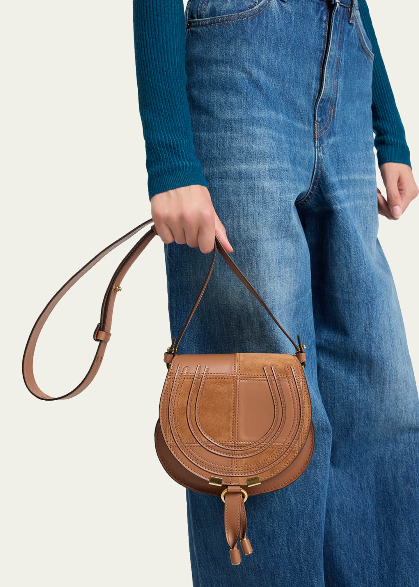 Chloe Marcie Medium Saddle Crossbody Bag in Patchwork Leather ...