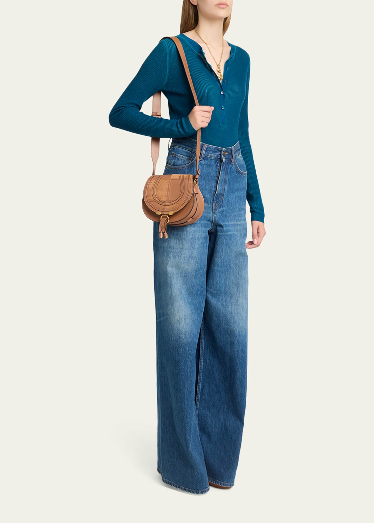 Chloe Marcie Medium Saddle Crossbody Bag in Patchwork Leather ...