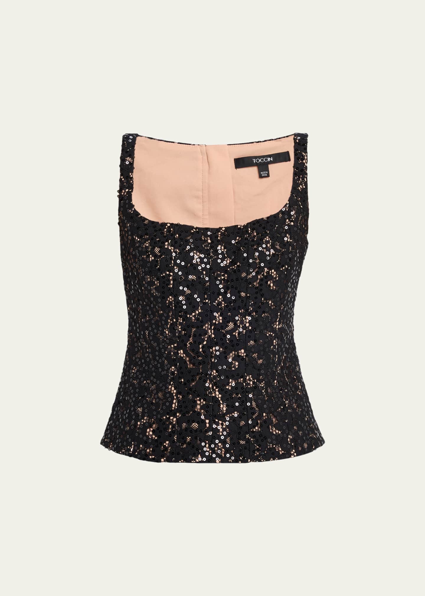 Toccin Bibi Sculpted Sequined Lace Top - Bergdorf Goodman