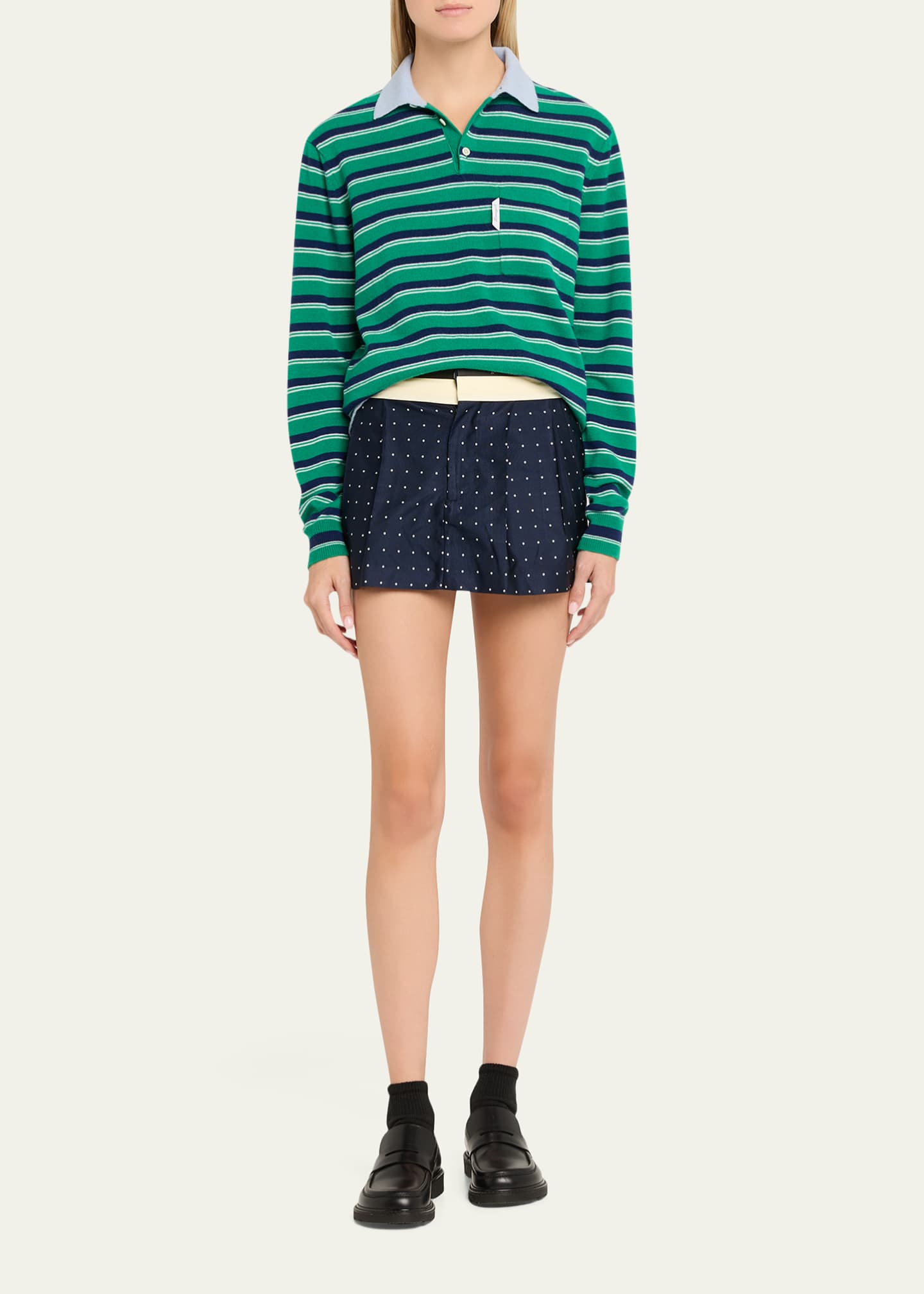 HOMMEGIRLS Flip Waist Polka-Dot Twill Micro Skirt - Bergdorf Goodman