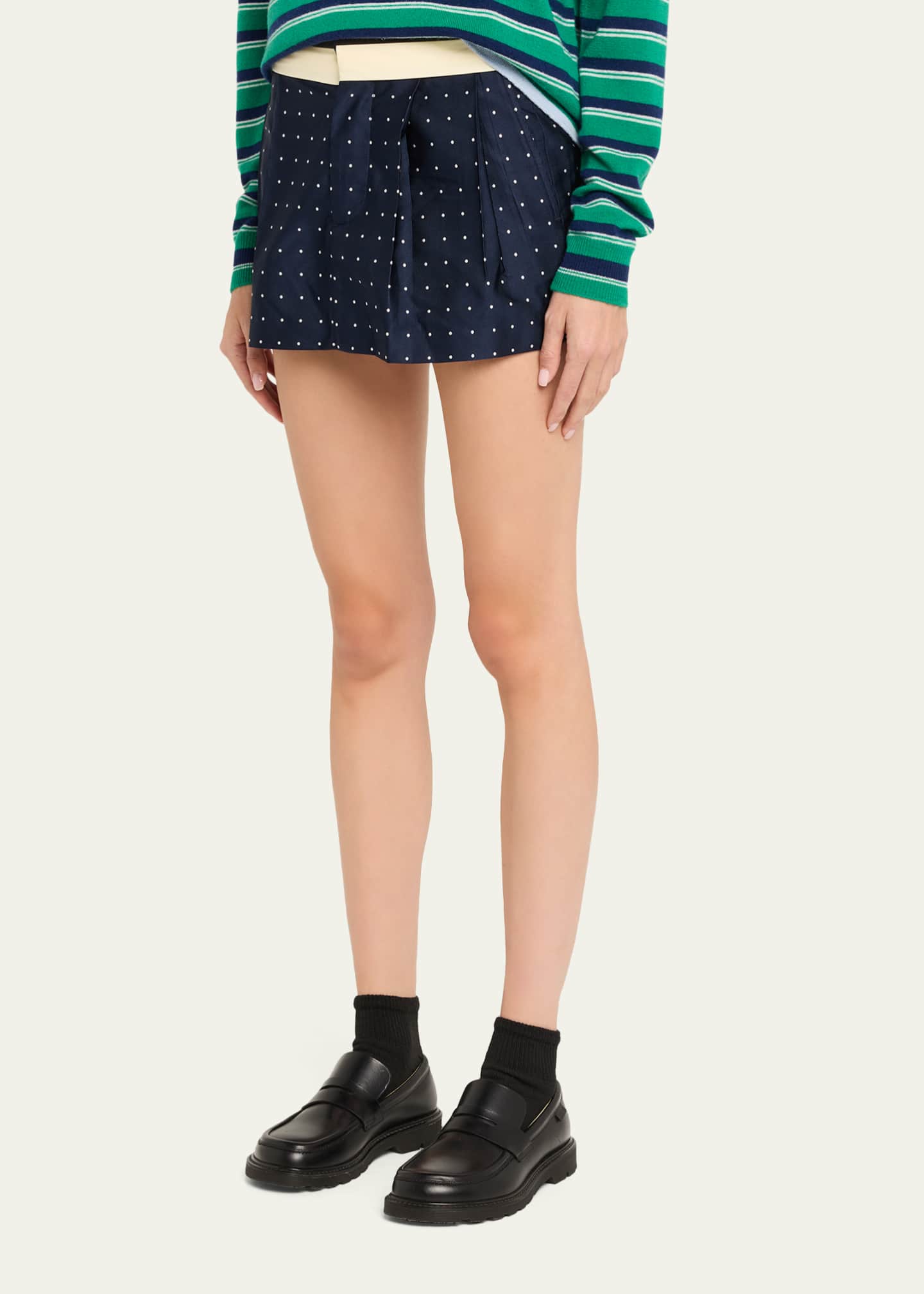 HOMMEGIRLS Flip Waist Polka-Dot Twill Micro Skirt - Bergdorf Goodman