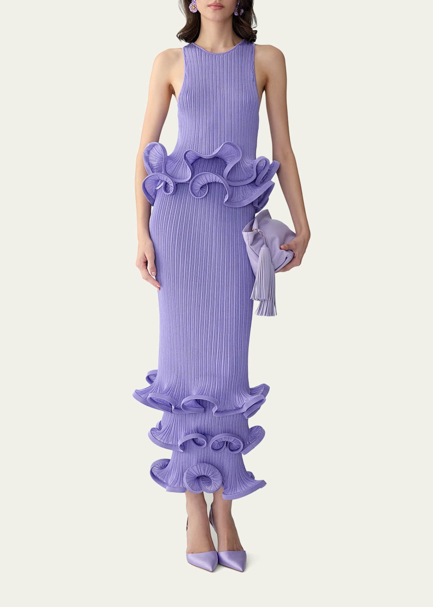 Carolina Herrera Sleeveless Tiered Ruffle Peplum Blouse - Bergdorf Goodman