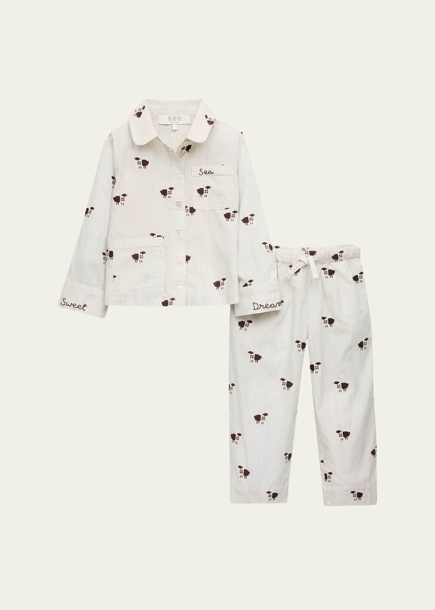 Sea Girl's Ruthie Sheep Embroidered Pajama Set, Size 4-14 - Bergdorf ...