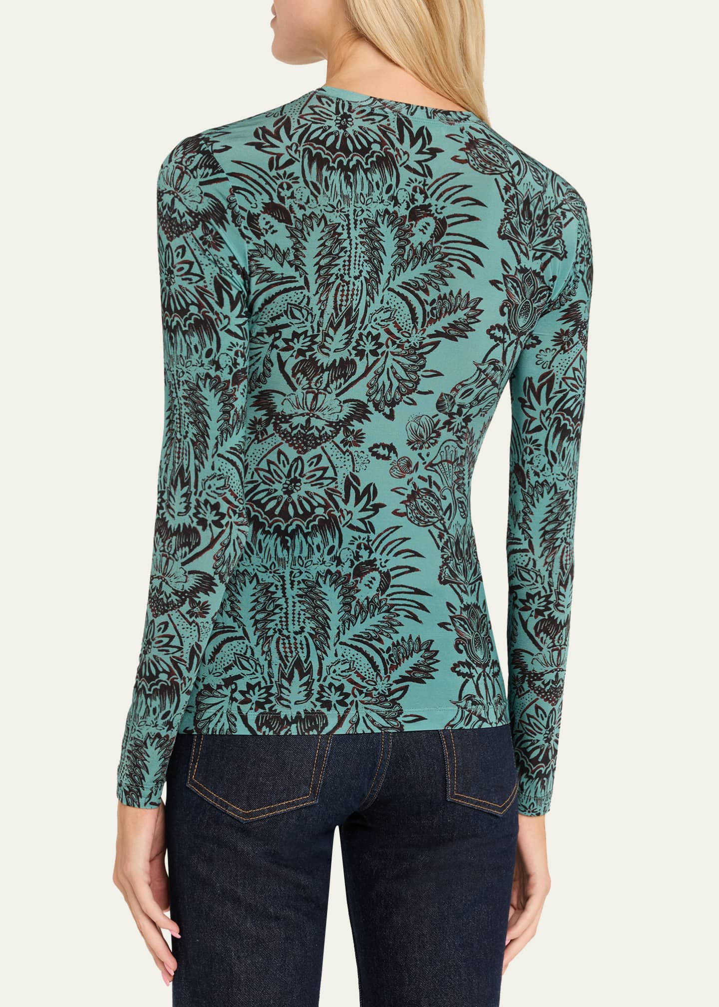 Ulla Johnson Asha Floral-Print Ruched Long-Sleeve T-Shirt - Bergdorf ...