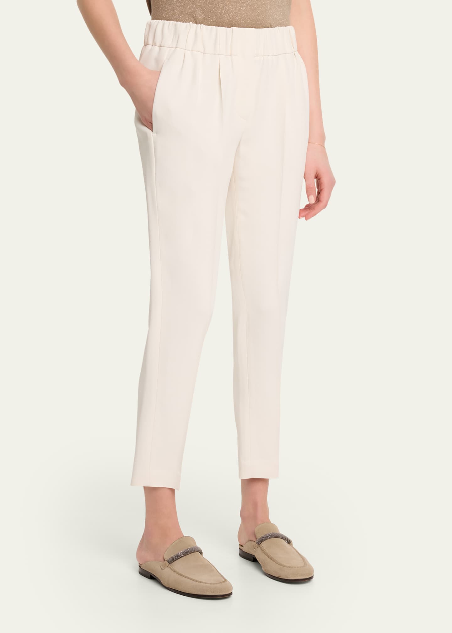 Brunello Cucinelli Crepe Cady Slim-Leg Ankle Pull-On Pants - Bergdorf ...