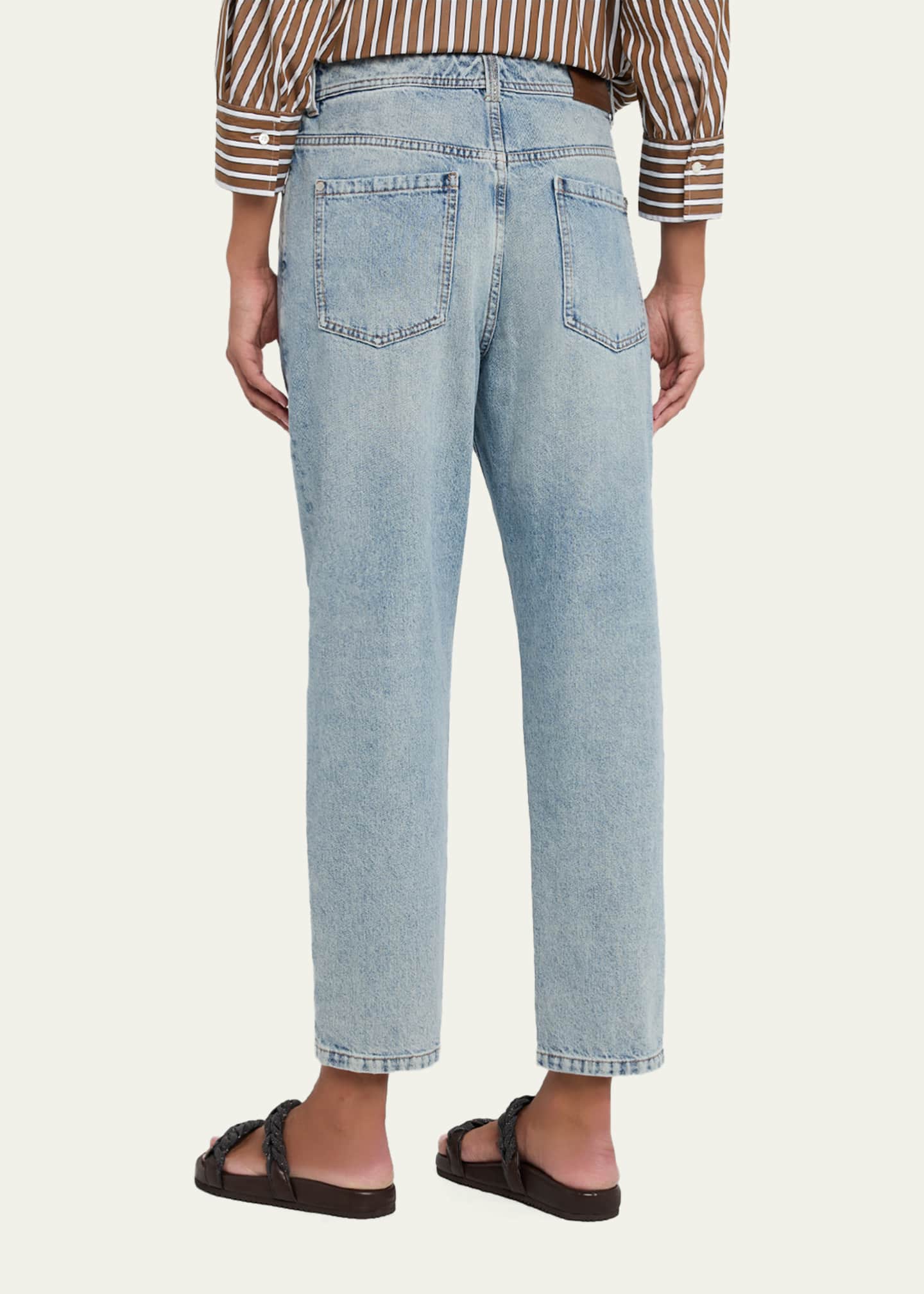 Brunello Cucinelli Authentic Denim Relaxed Tapered-Leg Ankle Jeans ...