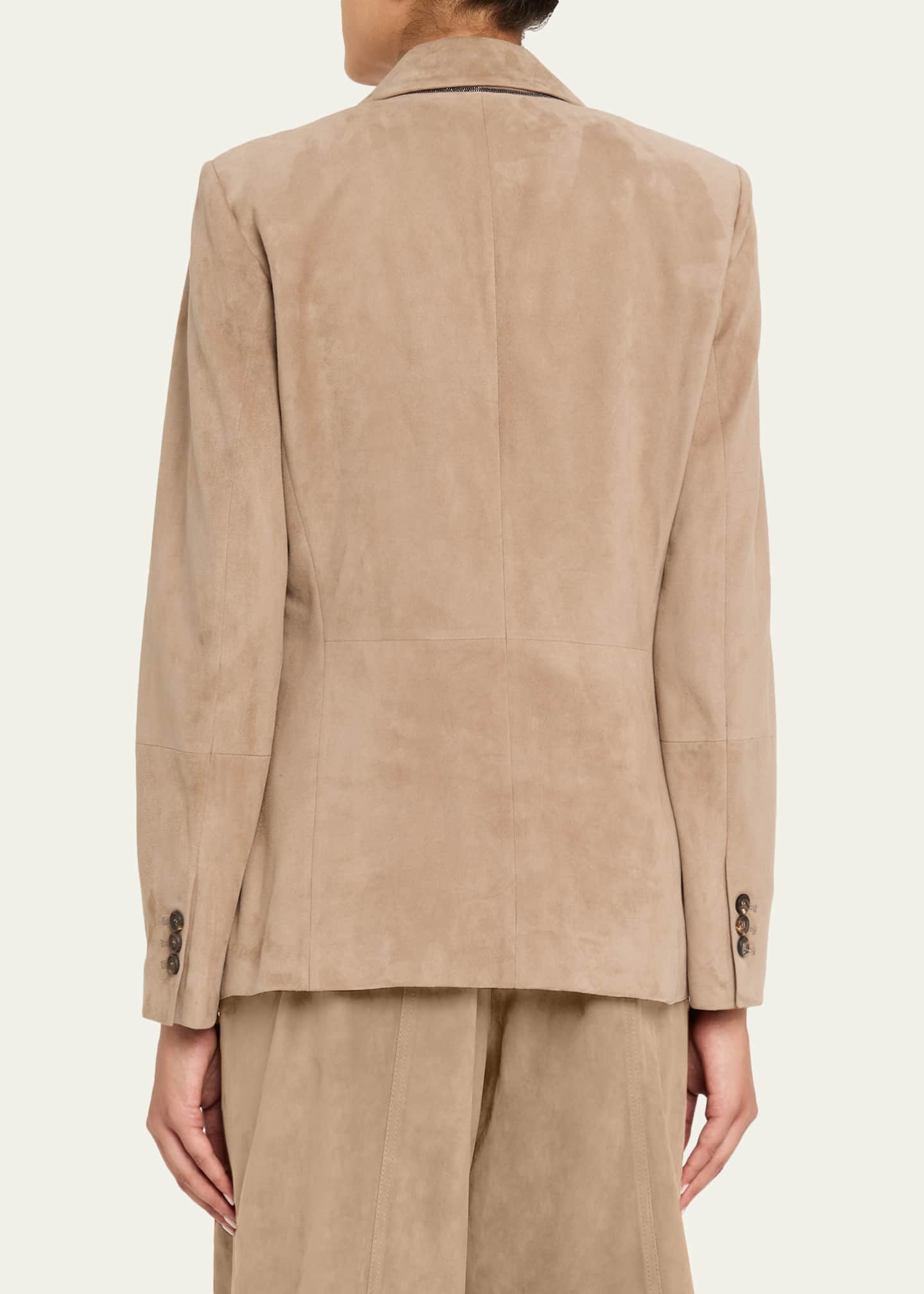 Brunello Cucinelli Suede Single-Breasted Blazer Jacket - Bergdorf Goodman