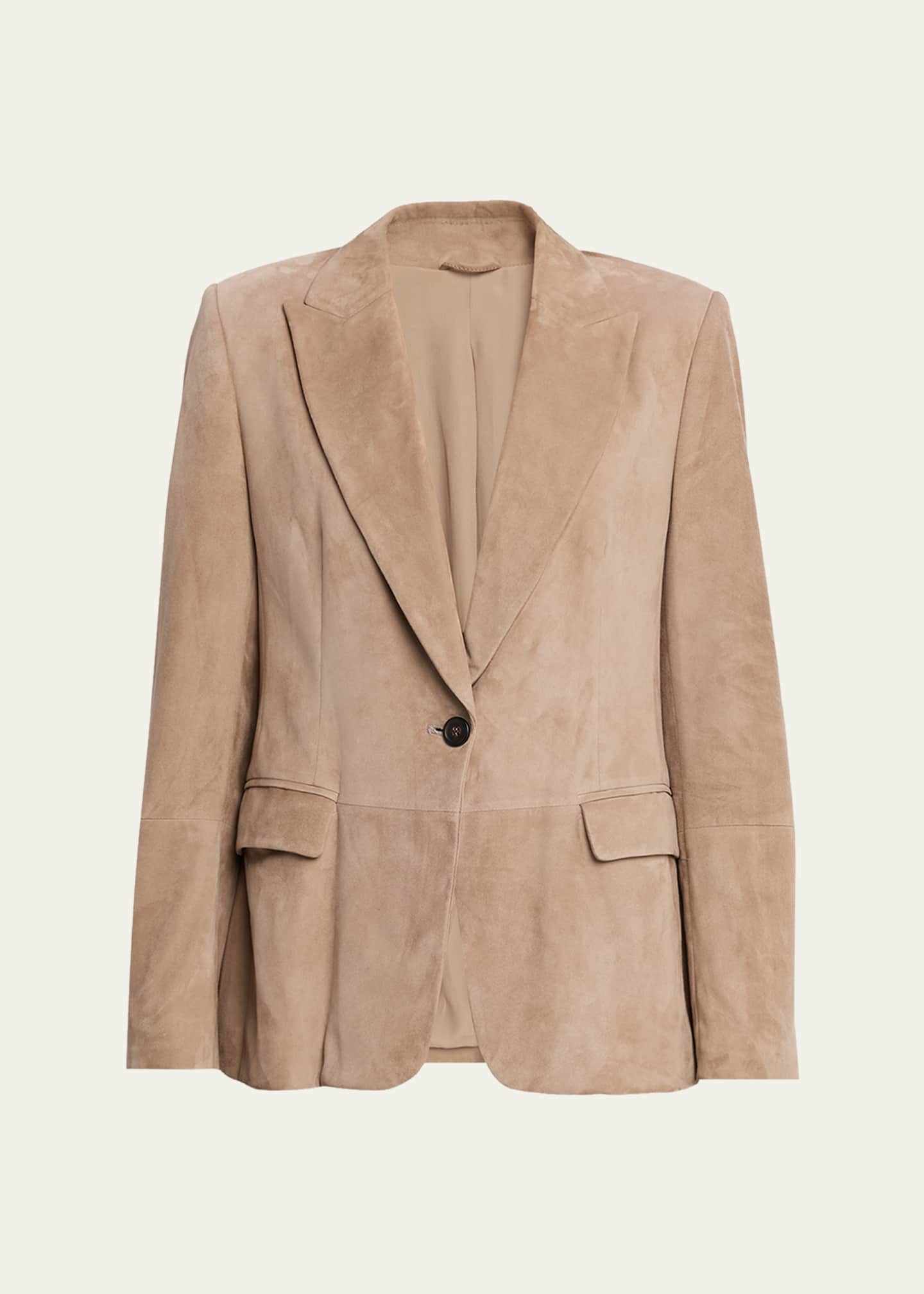 Brunello Cucinelli Suede Single-Breasted Blazer Jacket - Bergdorf Goodman