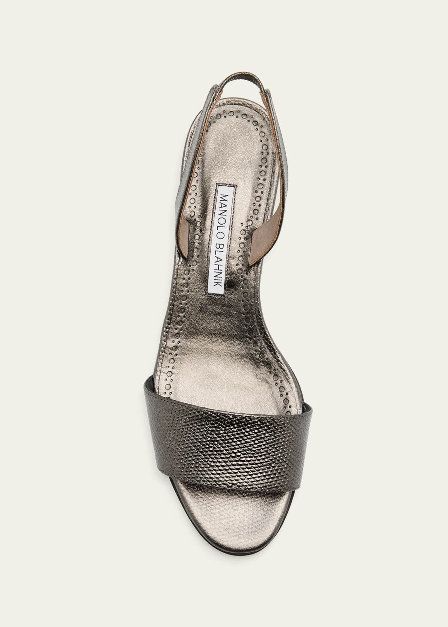 Manolo Blahnik 30mm Patobarnu Embossed Metallic Leather Slingback ...