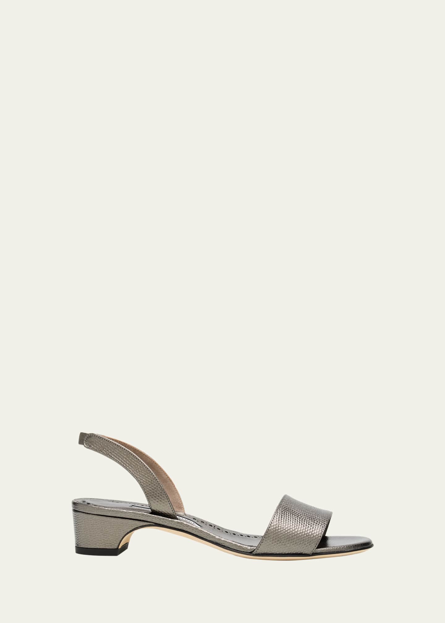 Manolo Blahnik 30mm Patobarnu Embossed Metallic Leather Slingback ...