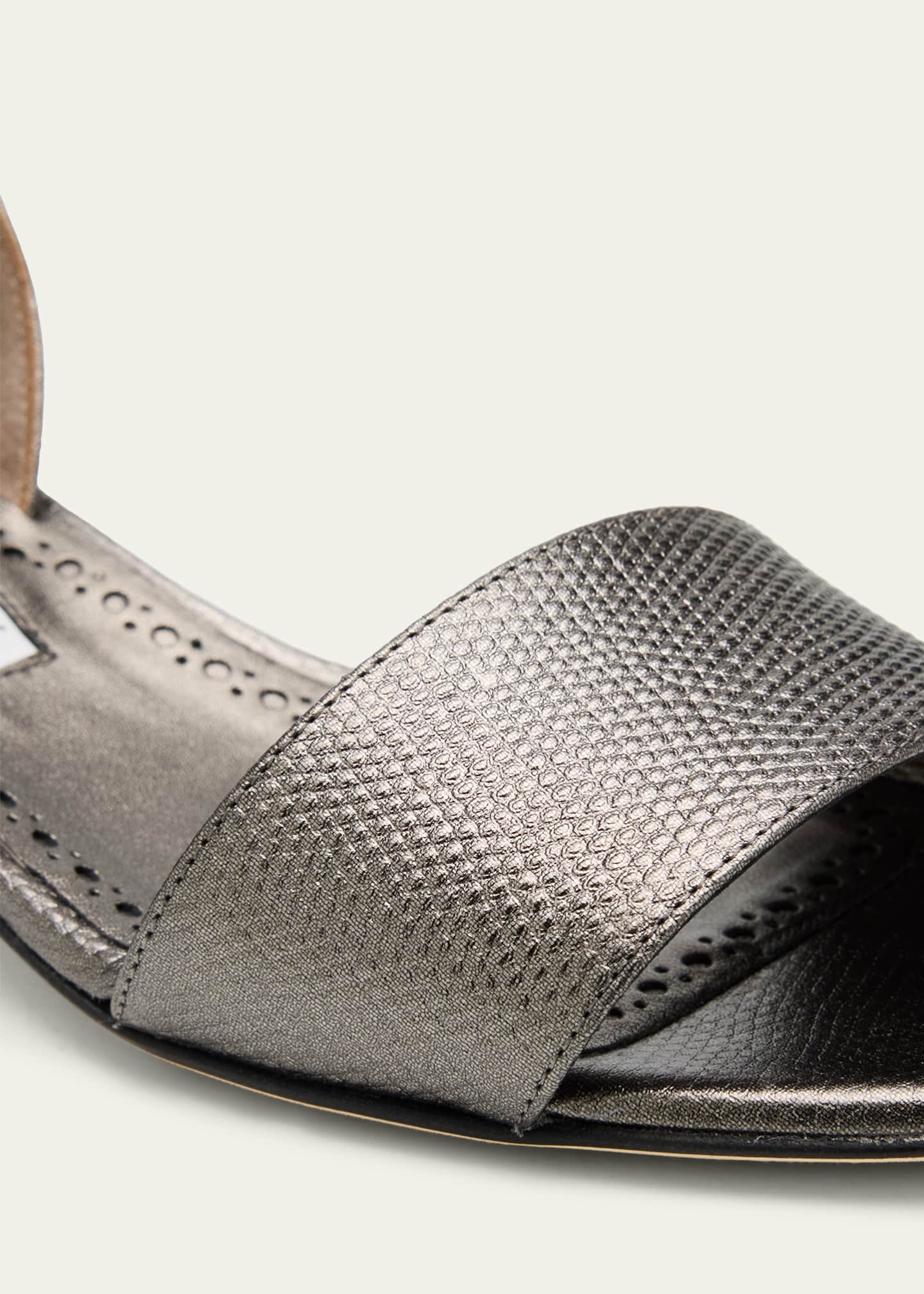 Manolo Blahnik 30mm Patobarnu Embossed Metallic Leather Slingback ...