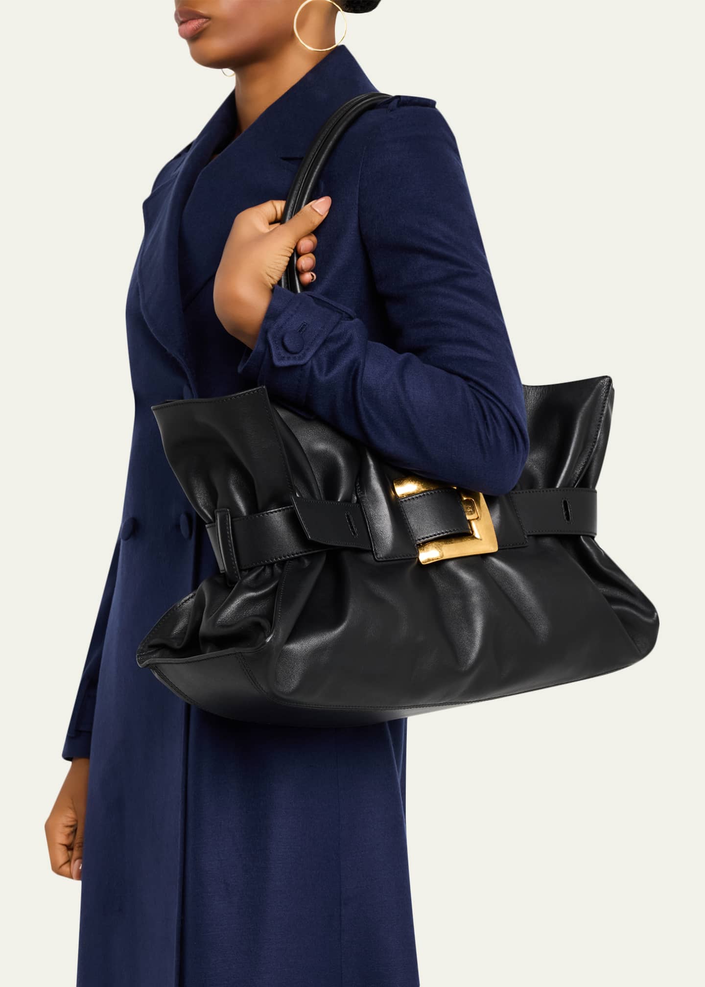 Balmain Anthem Large Belted Tote Bag in Leather - Bergdorf Goodman