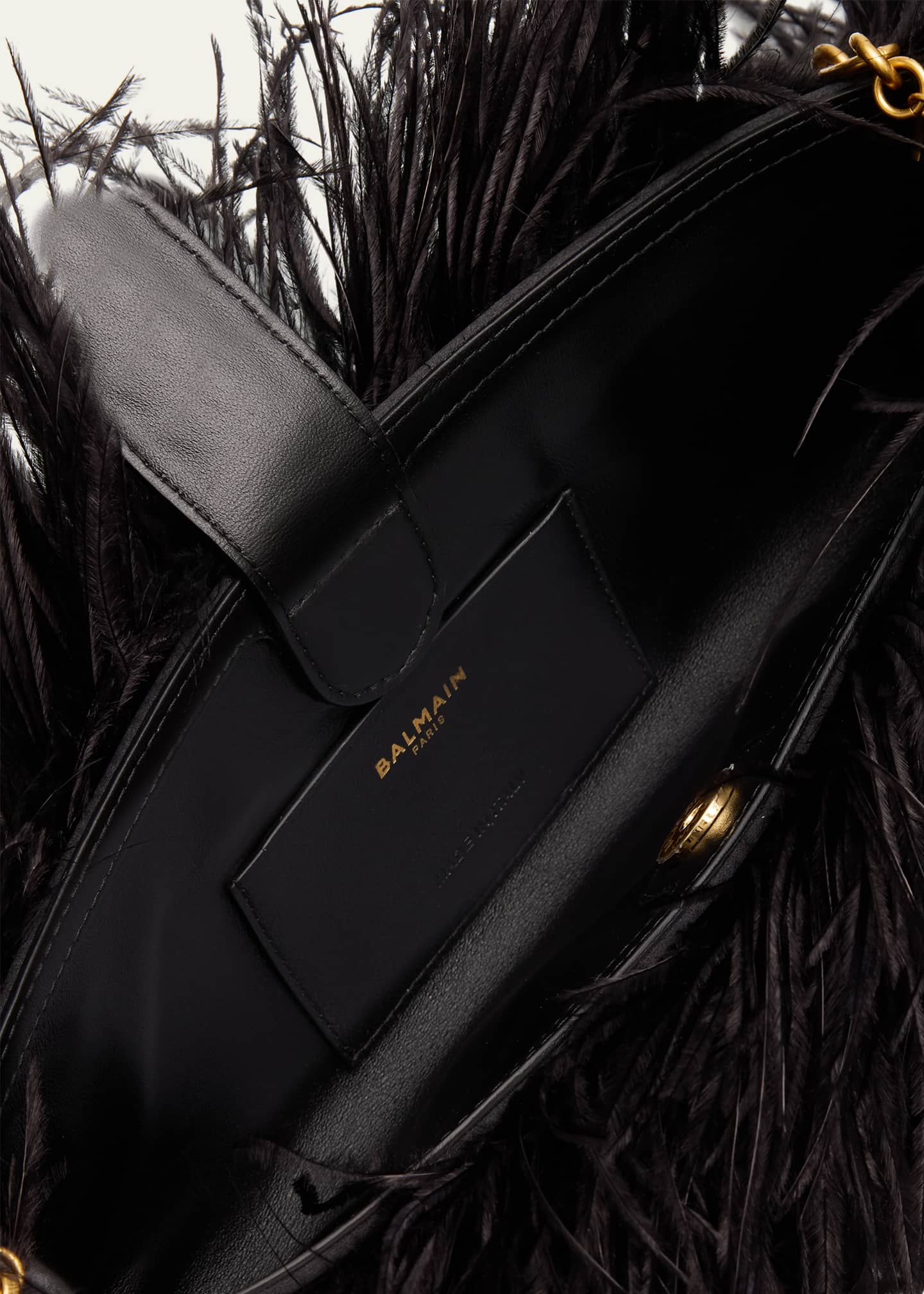 Balmain Anthem Belted Feather Shoulder Bag - Bergdorf Goodman
