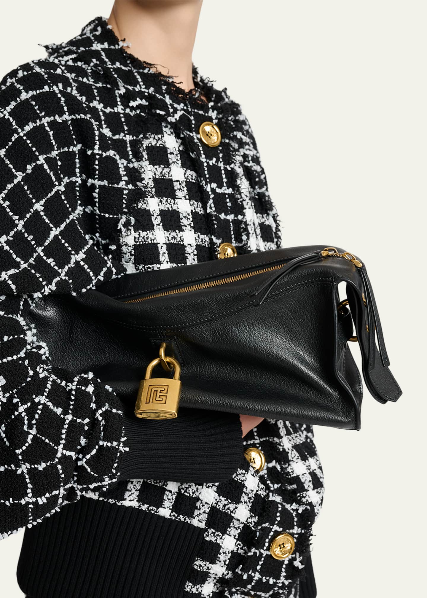Balmain Pulse Padlock Crossbody Bag in Leather - Bergdorf Goodman
