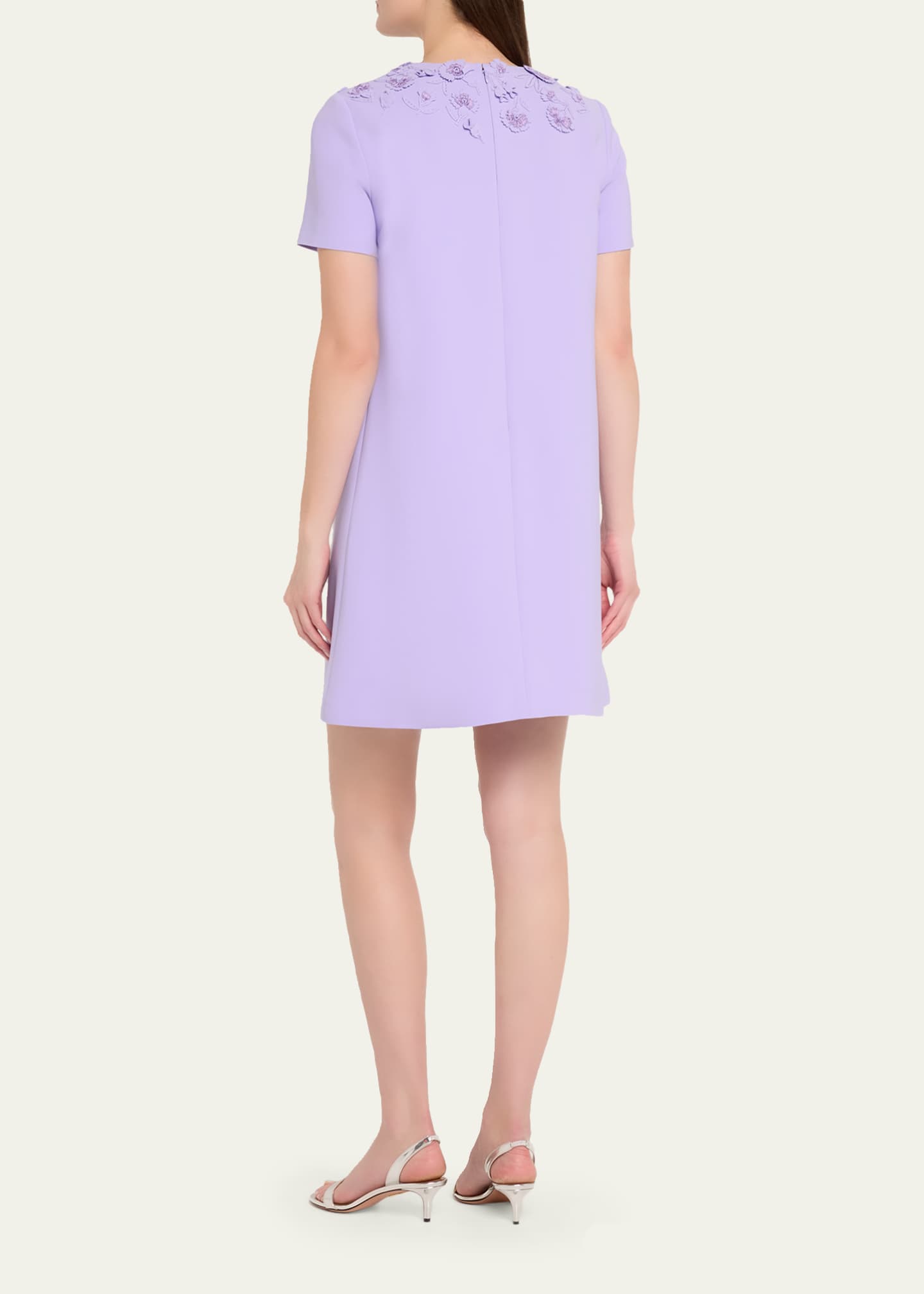 Carolina Herrera Carnation Embroidered Short-Sleeve Mini Dress ...