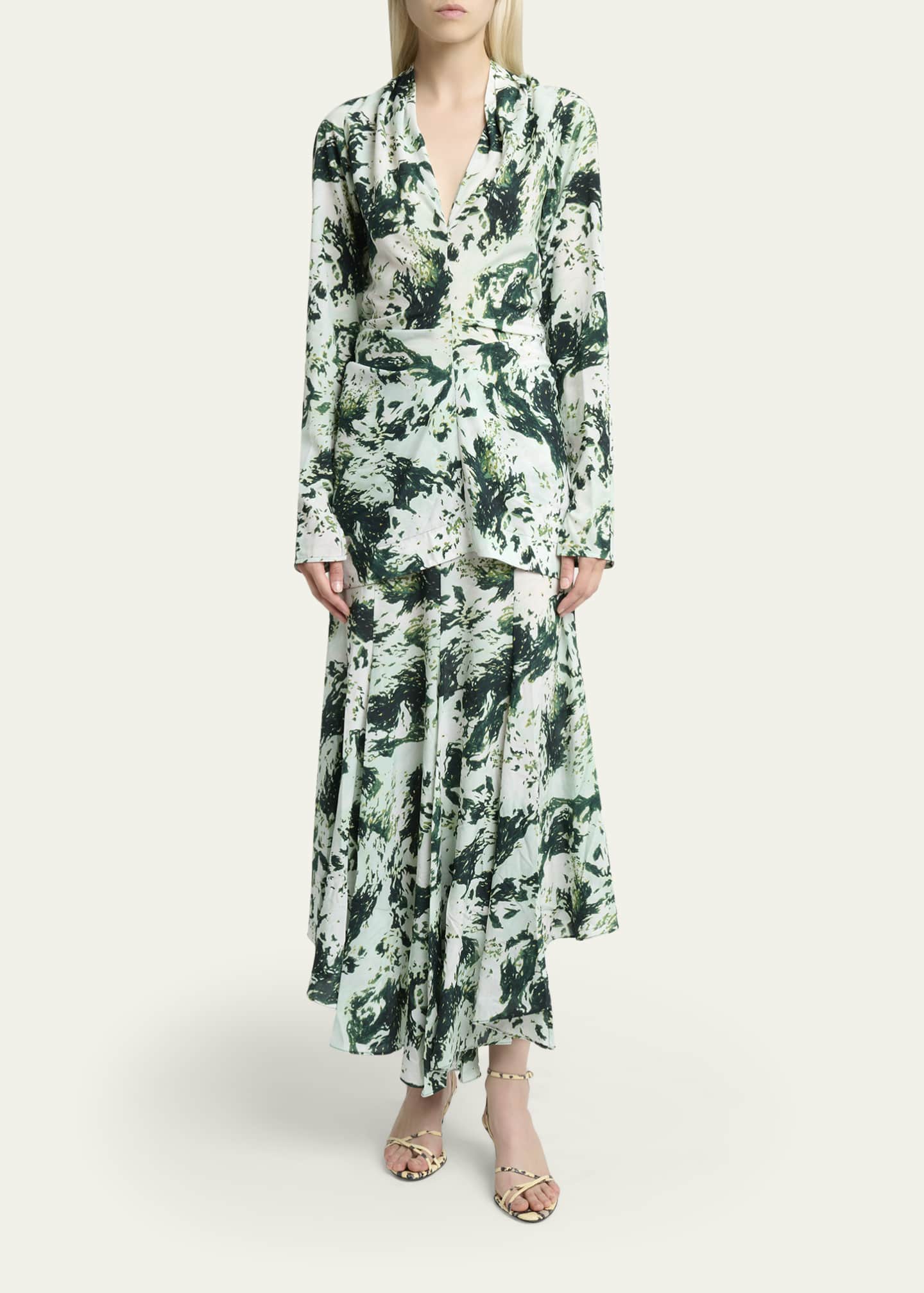 Proenza Schouler Joelle Printed Silk-Blend Skirt - Bergdorf Goodman