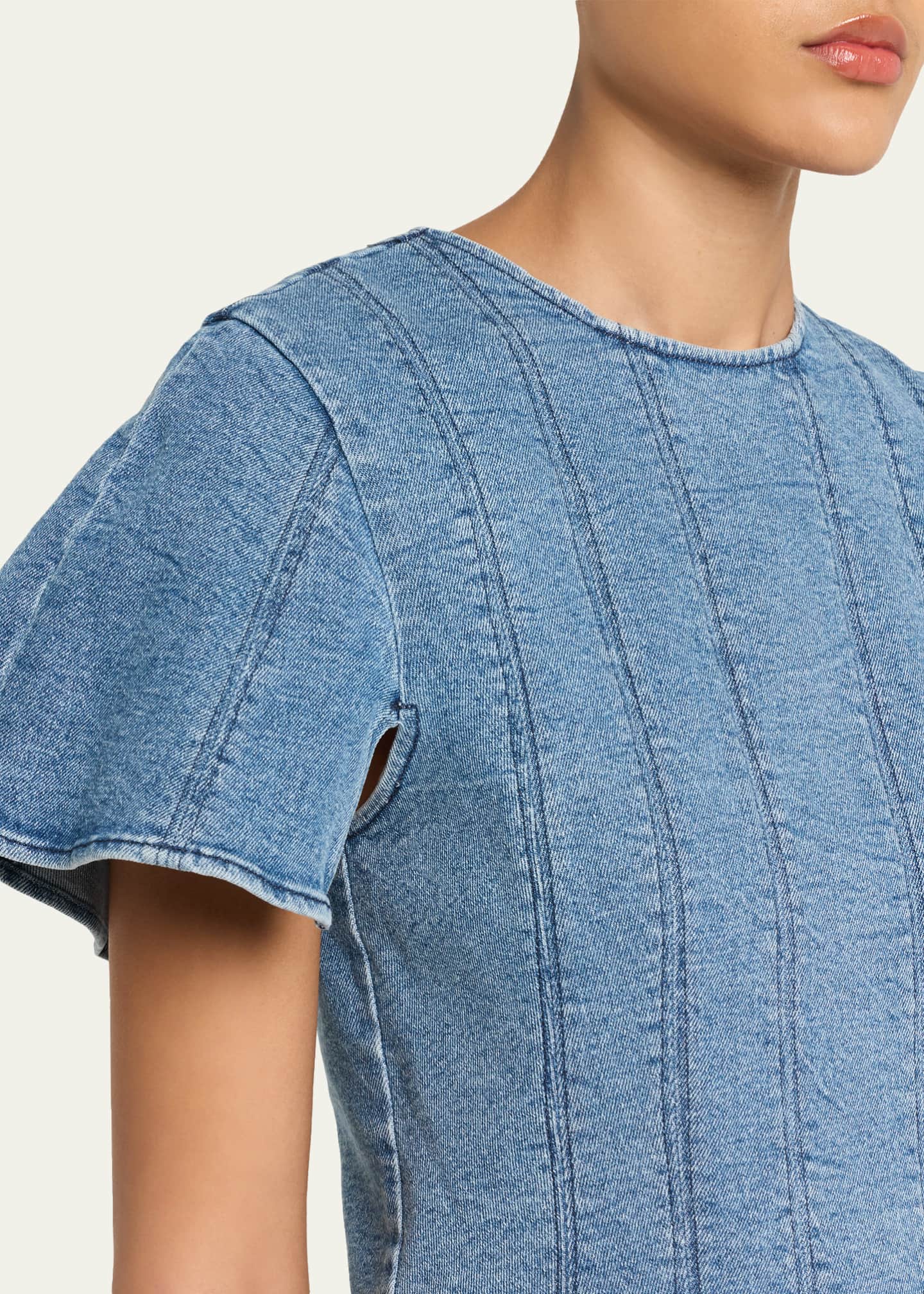 SIMKHAI Kolby Short-Sleeve Denim Top - Bergdorf Goodman
