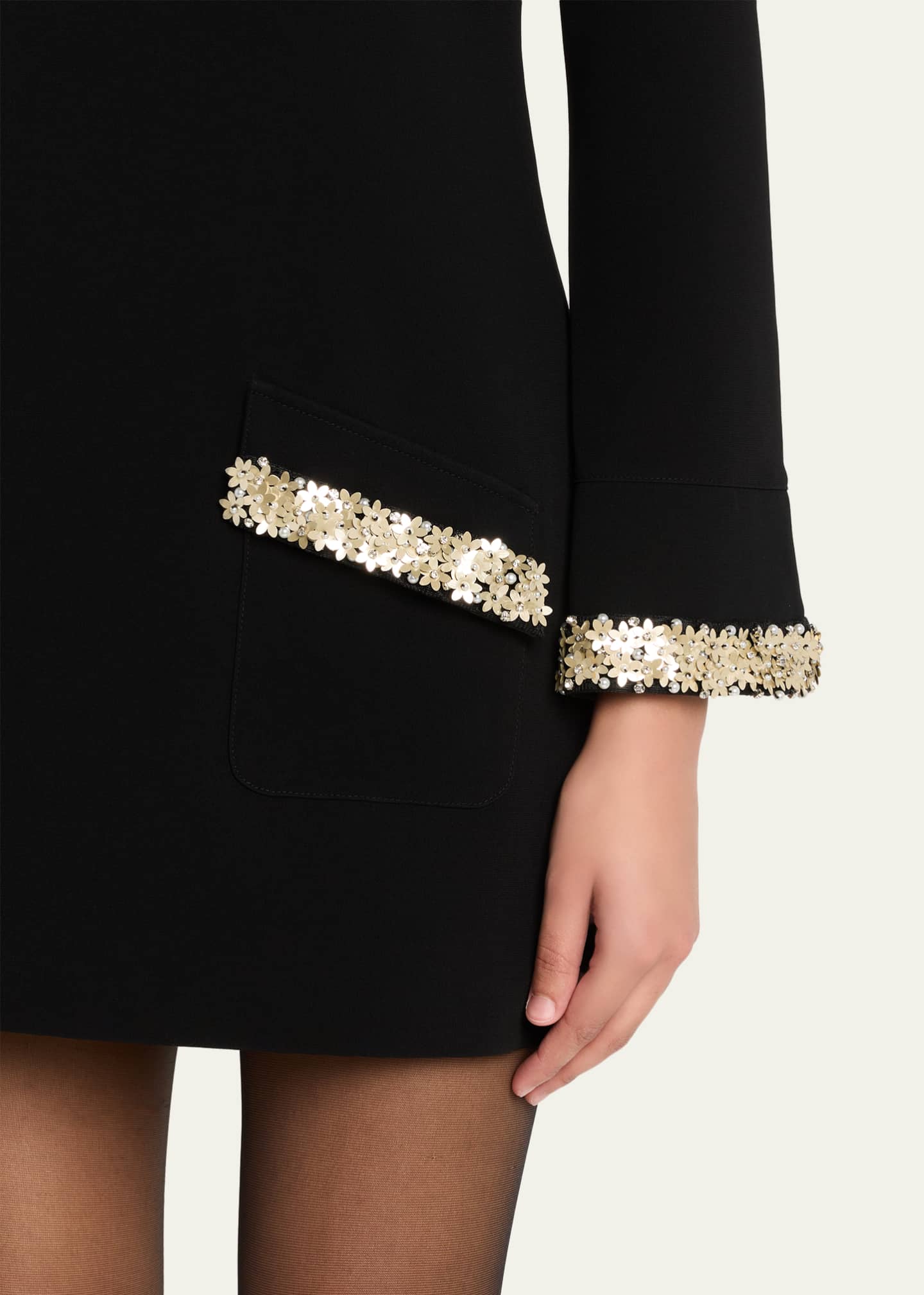 Cinq a Sept Adi Long-Sleeve Floral Embellished Mini Dress - Bergdorf ...