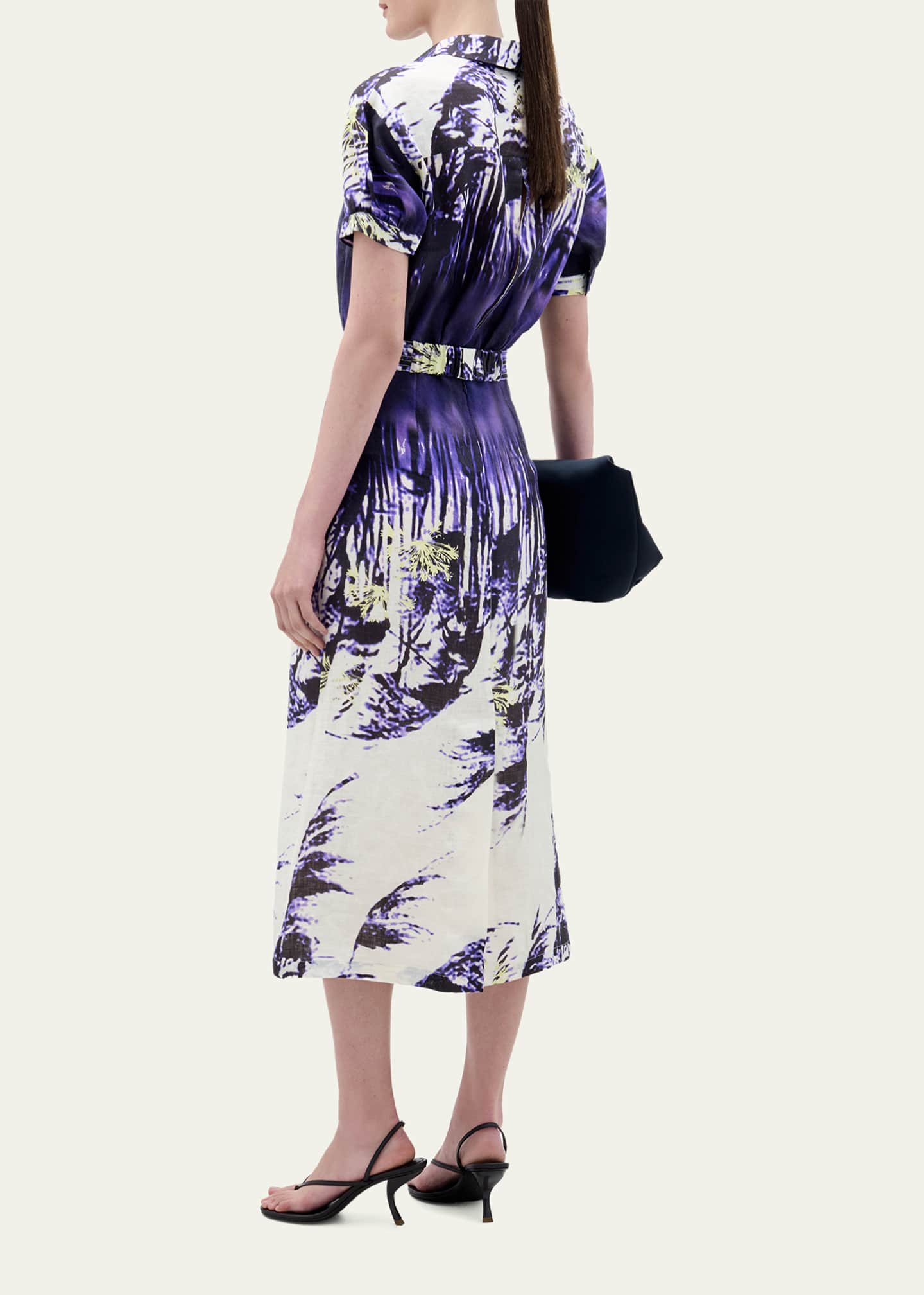 Silvia Tcherassi Lee Abstract-Print Short-Sleeve Belted Midi Shirtdress ...