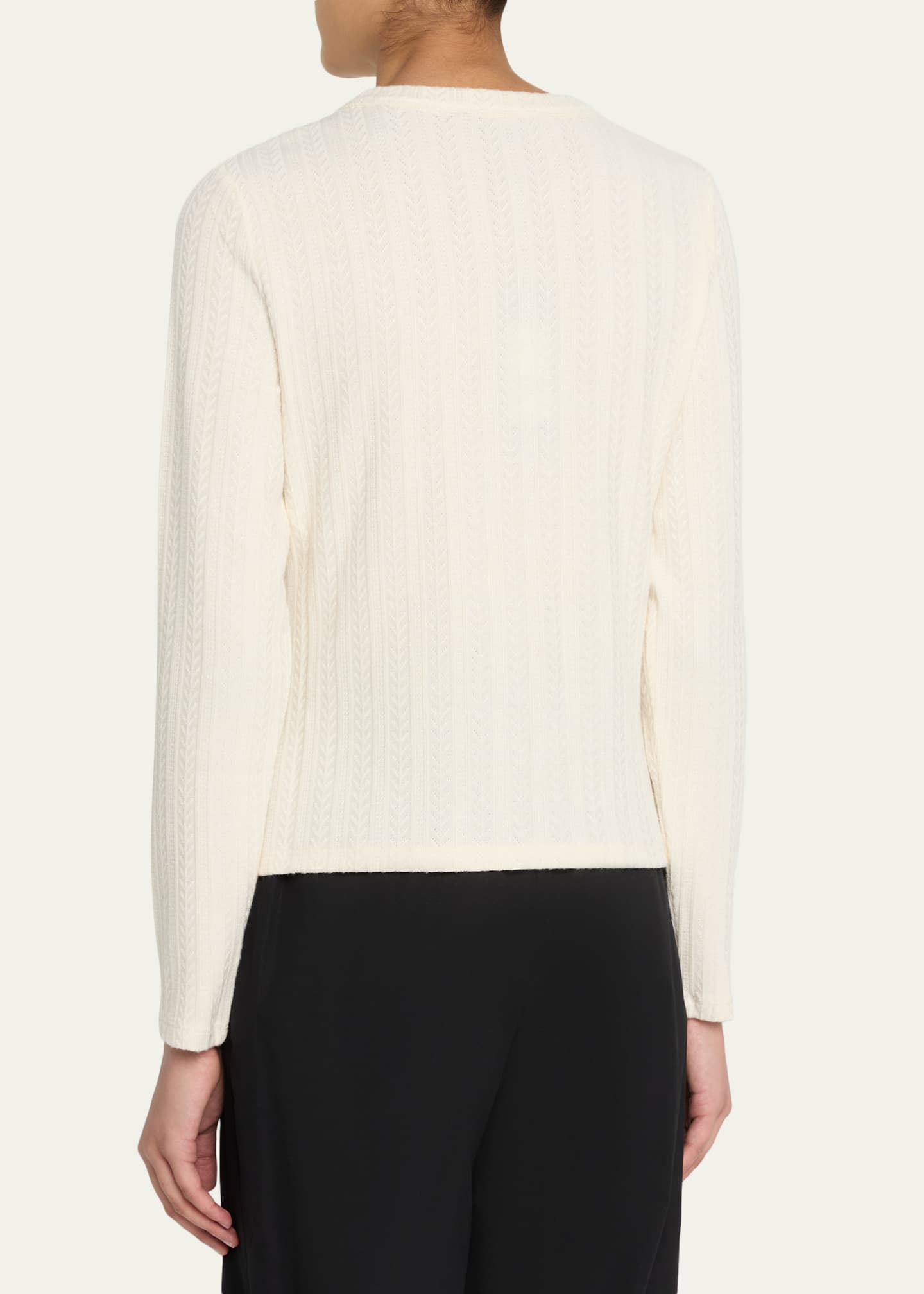 Veronica Beard Lira Pointelle Crewneck Cardigan - Bergdorf Goodman