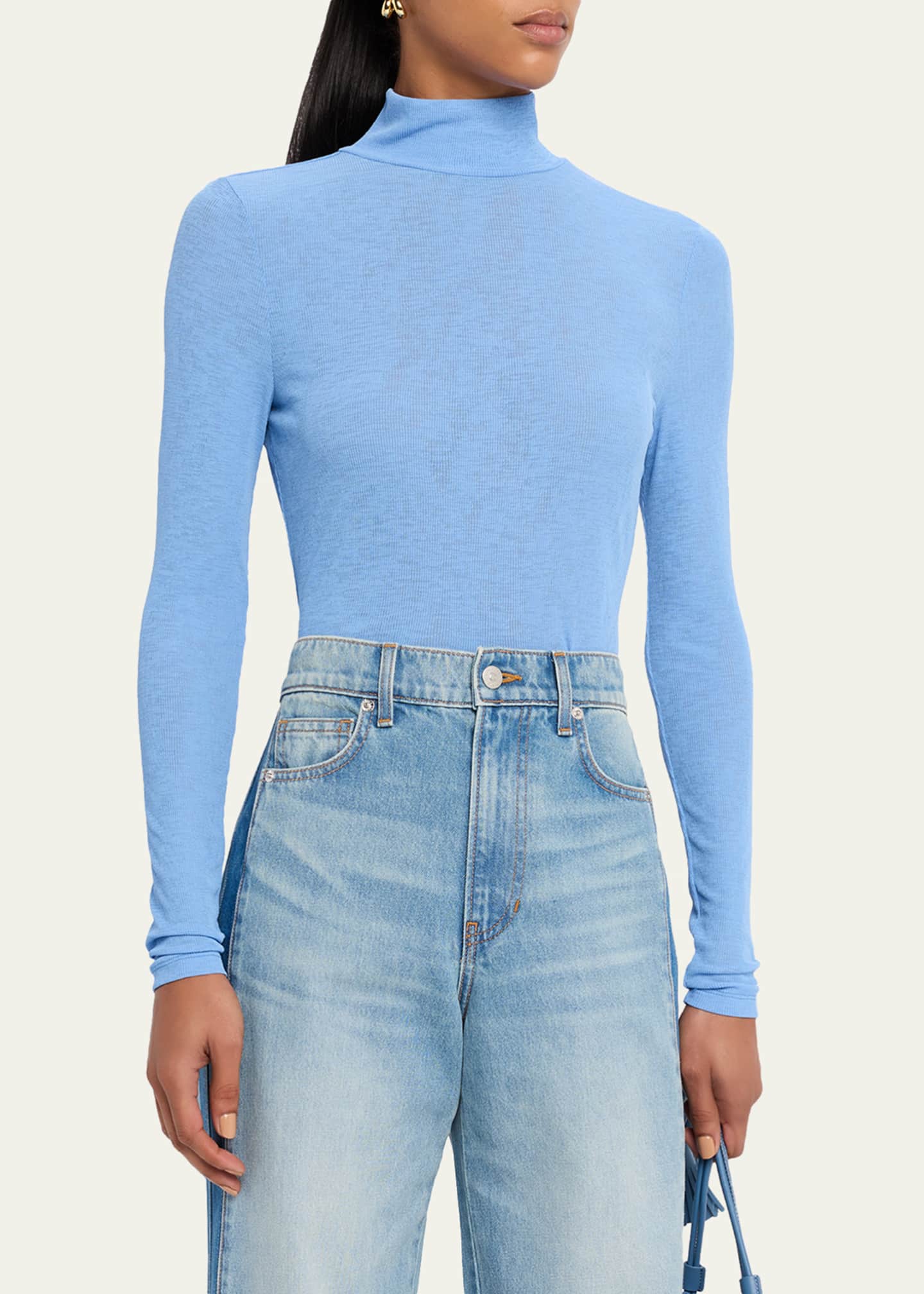 Veronica Beard Wyeth Ribbed Turtleneck Top - Bergdorf Goodman