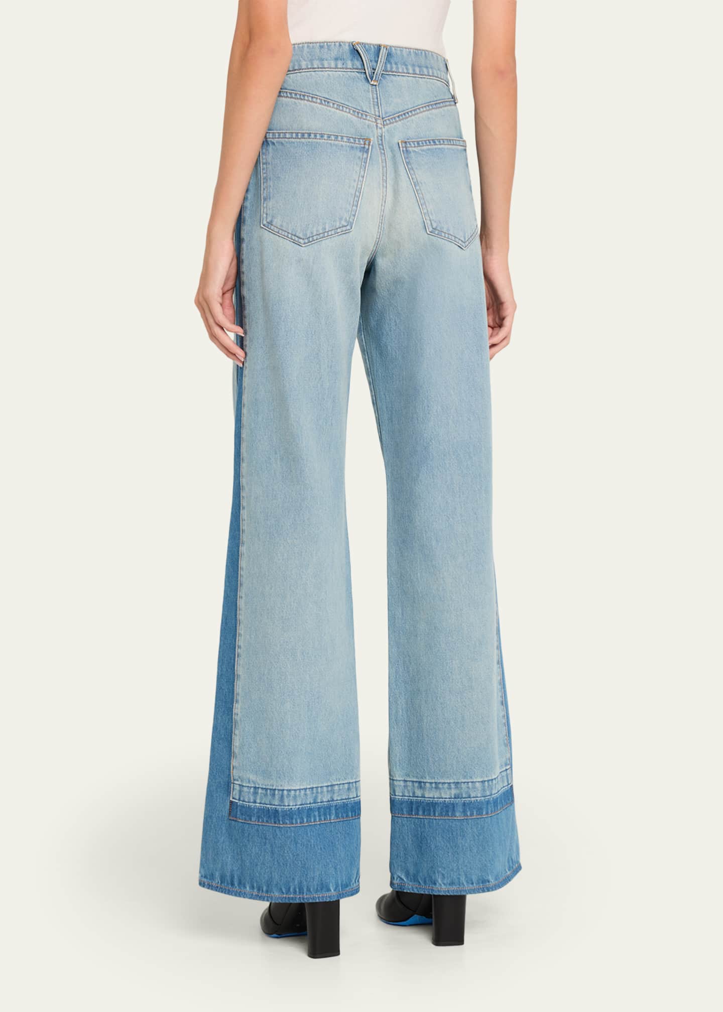 Veronica Beard Taylor Color-Block Wide-Leg Jeans - Bergdorf Goodman