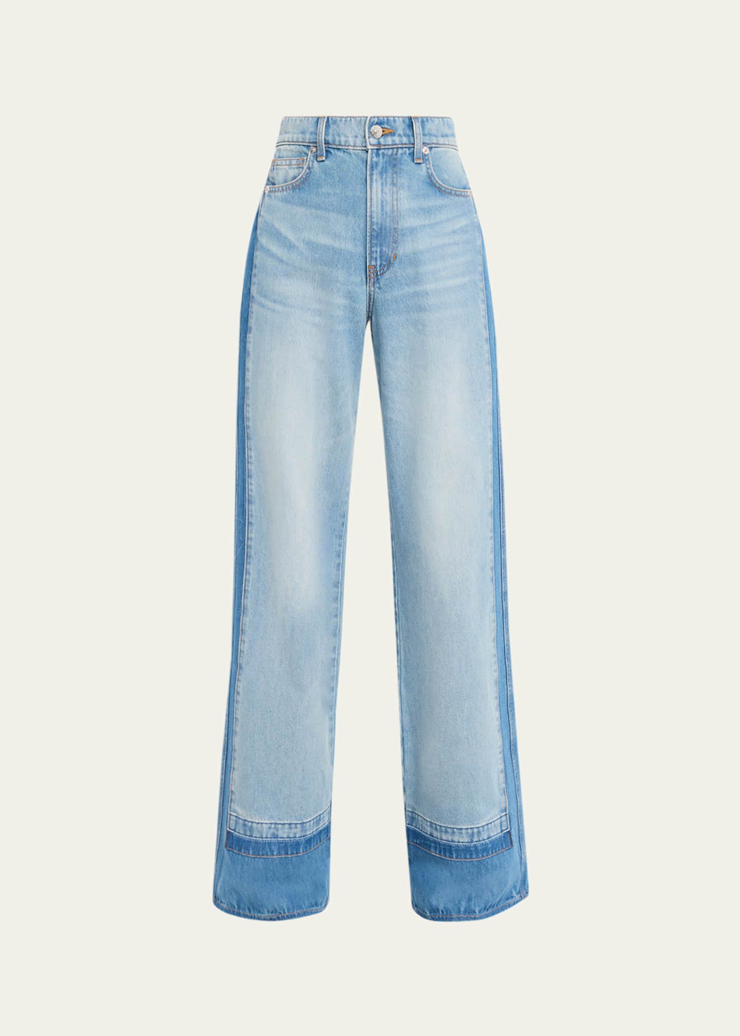 Veronica Beard Taylor Color-Block Wide-Leg Jeans - Bergdorf Goodman