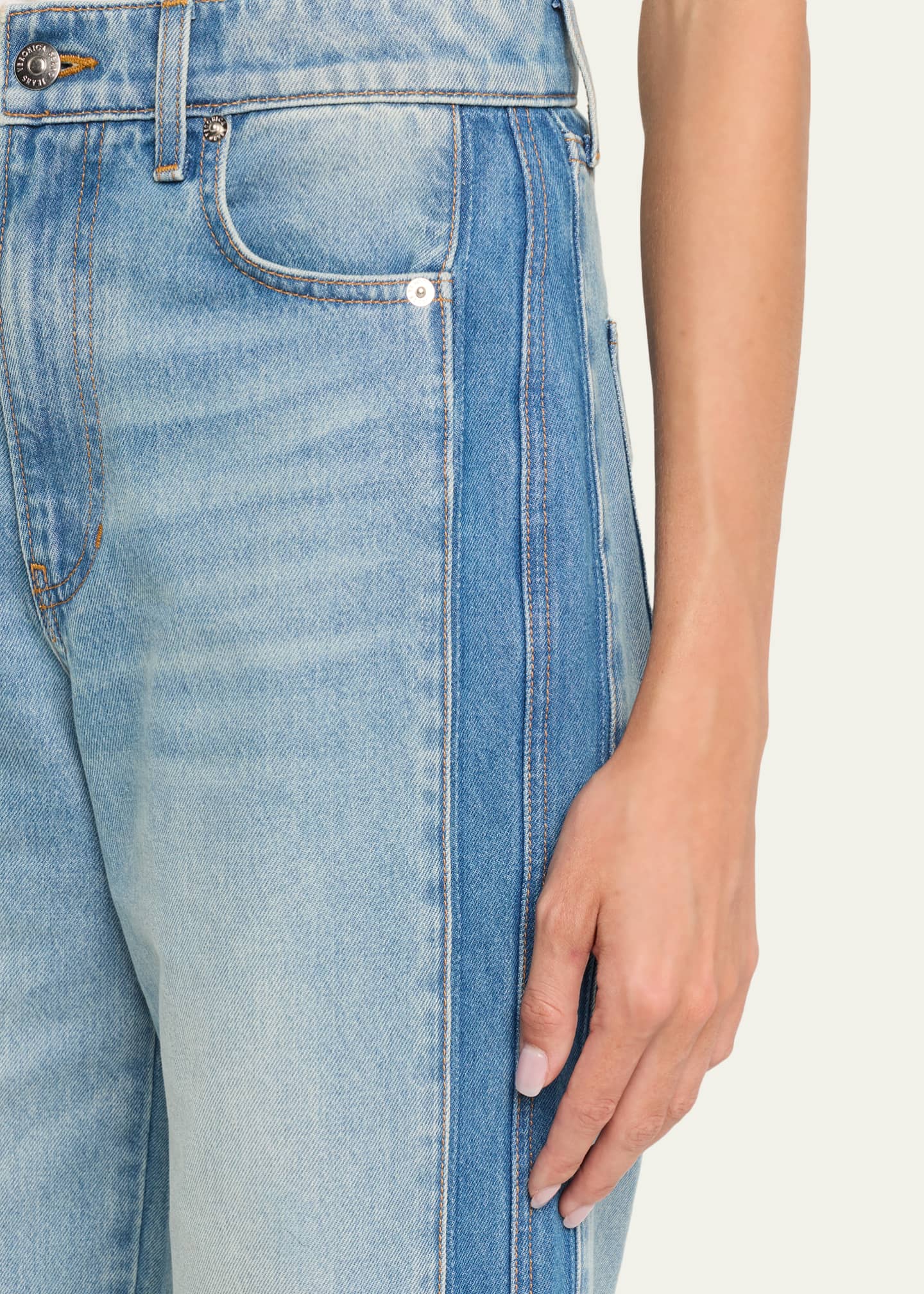 Veronica Beard Taylor Color-Block Wide-Leg Jeans - Bergdorf Goodman