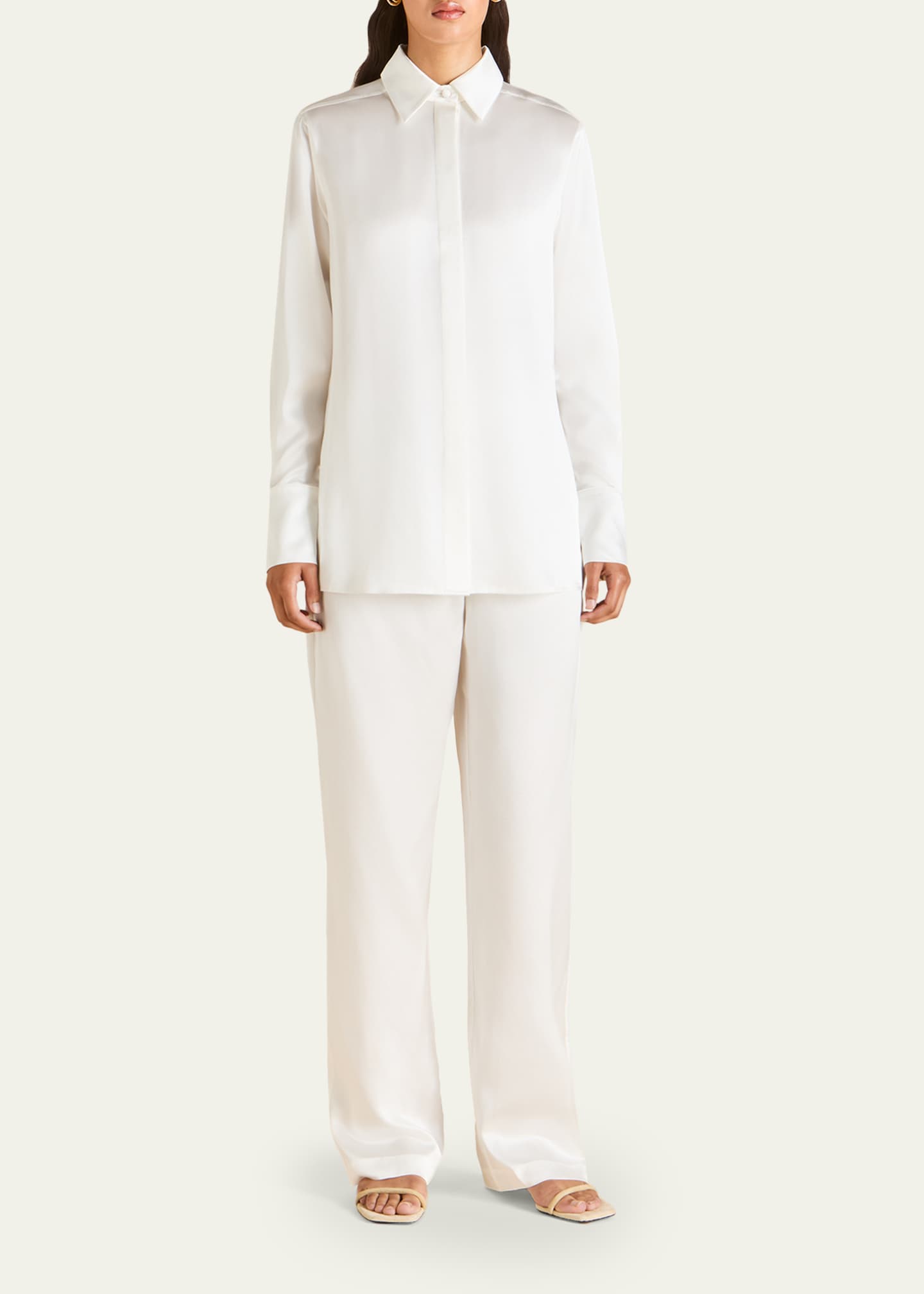 Olivia von Halle Bacall Straight-Leg Silk Pajama Set - Bergdorf Goodman