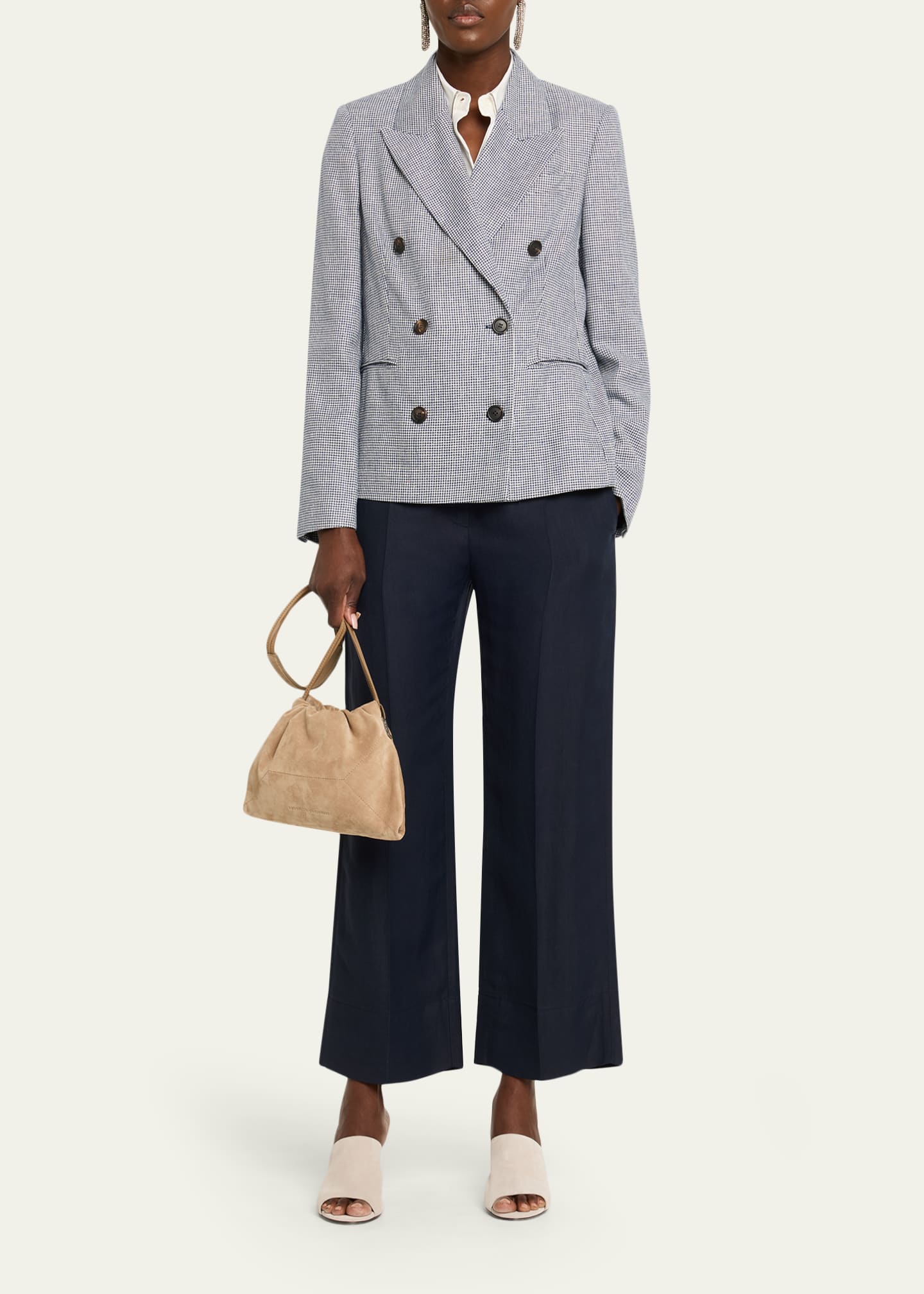 Brunello Cucinelli Linen Twill Wide-Leg Crop Cigarette Pants - Bergdorf ...