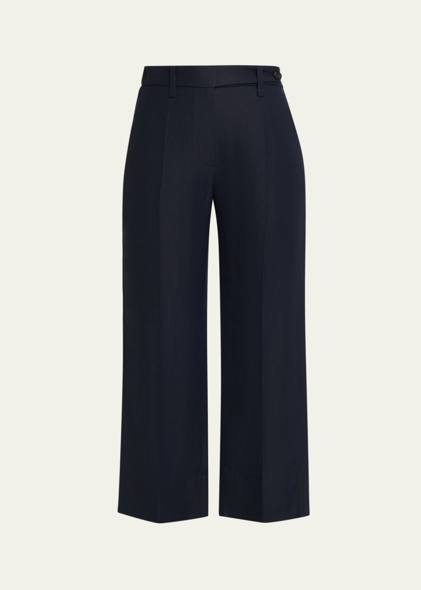 Brunello Cucinelli Linen Twill Wide-Leg Crop Cigarette Pants - Bergdorf ...