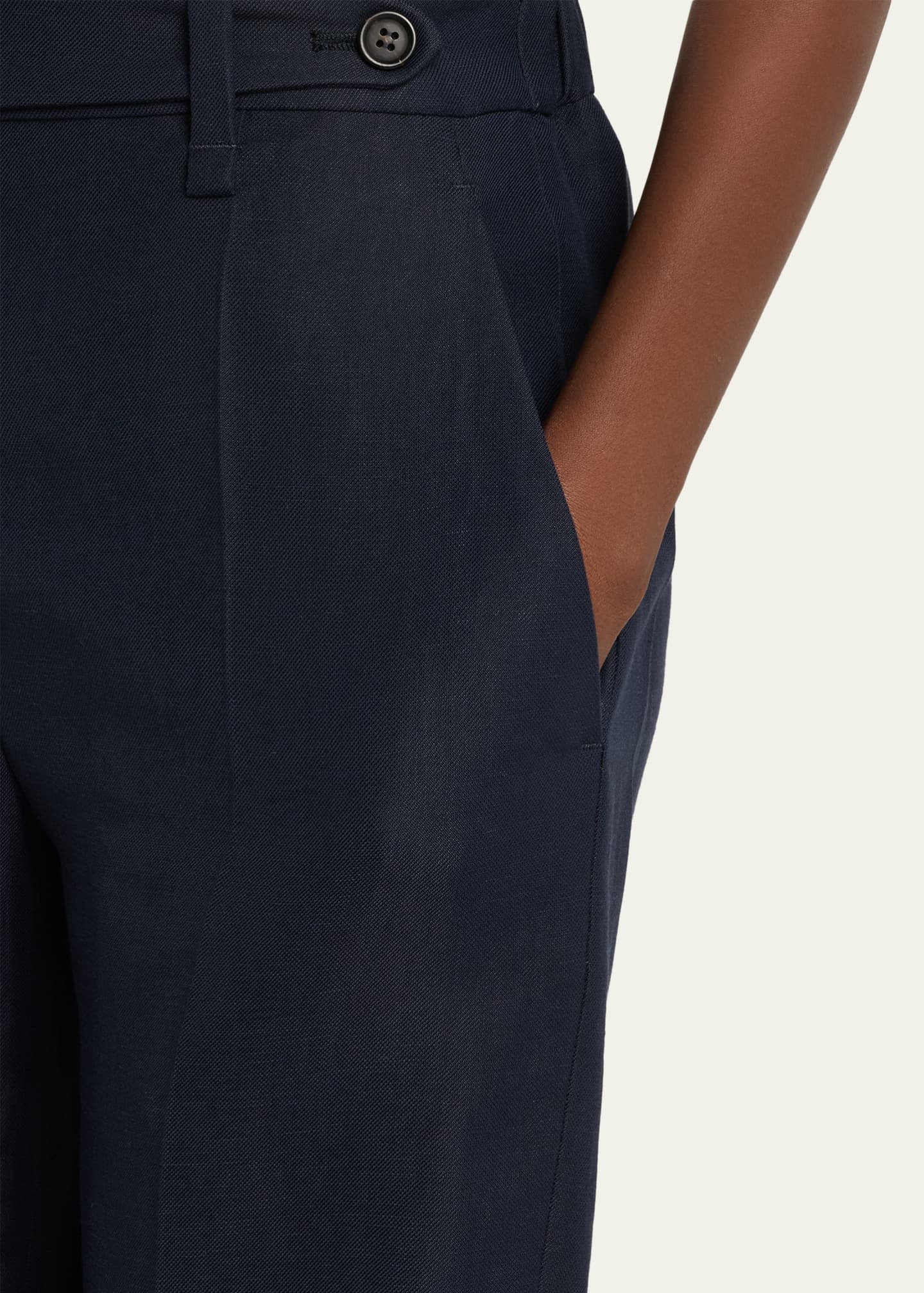 Brunello Cucinelli Linen Twill Wide-Leg Crop Cigarette Pants - Bergdorf ...