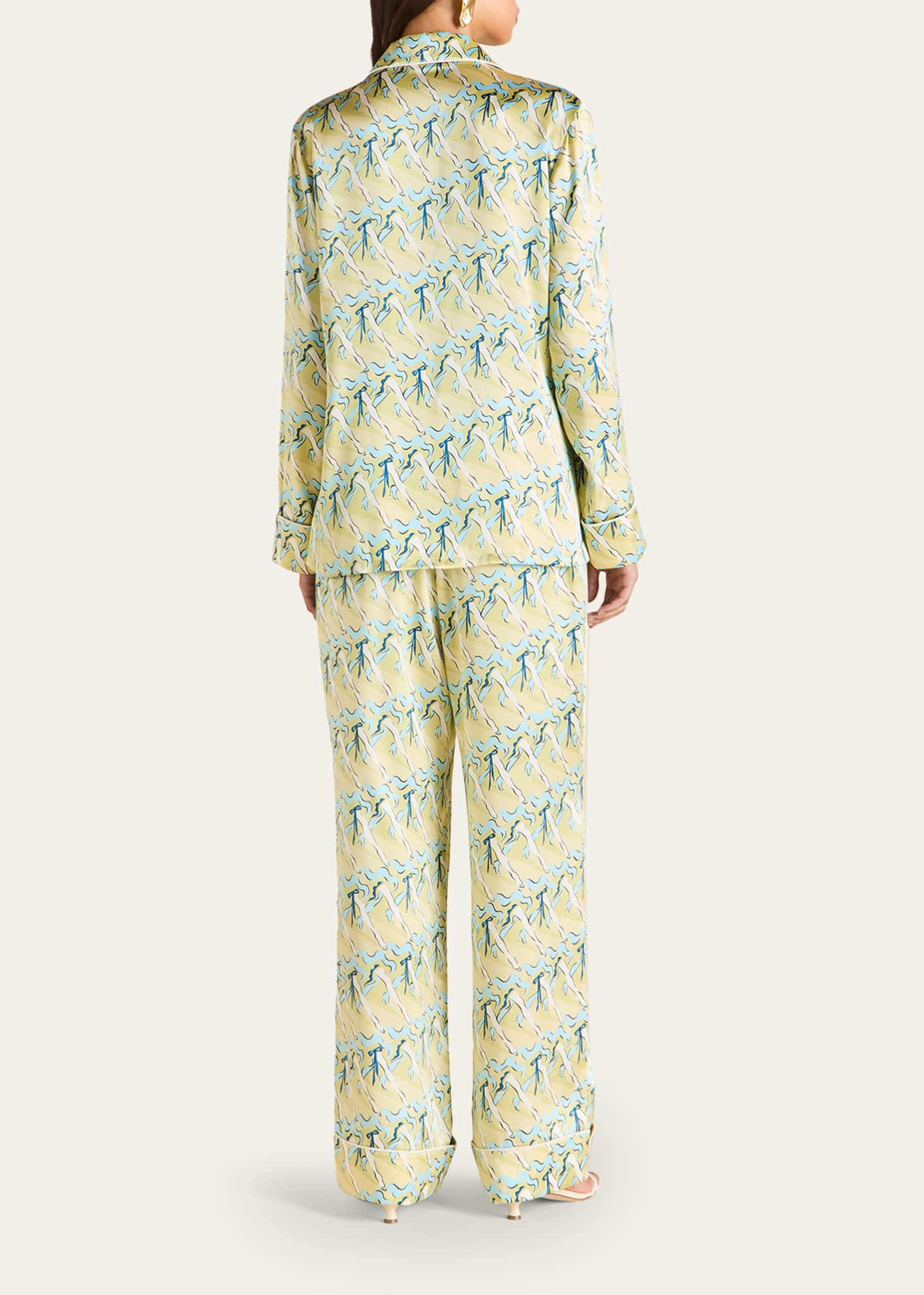 Olivia von Halle Lila Loulou Printed Silk Satin Pajama Set - Bergdorf ...
