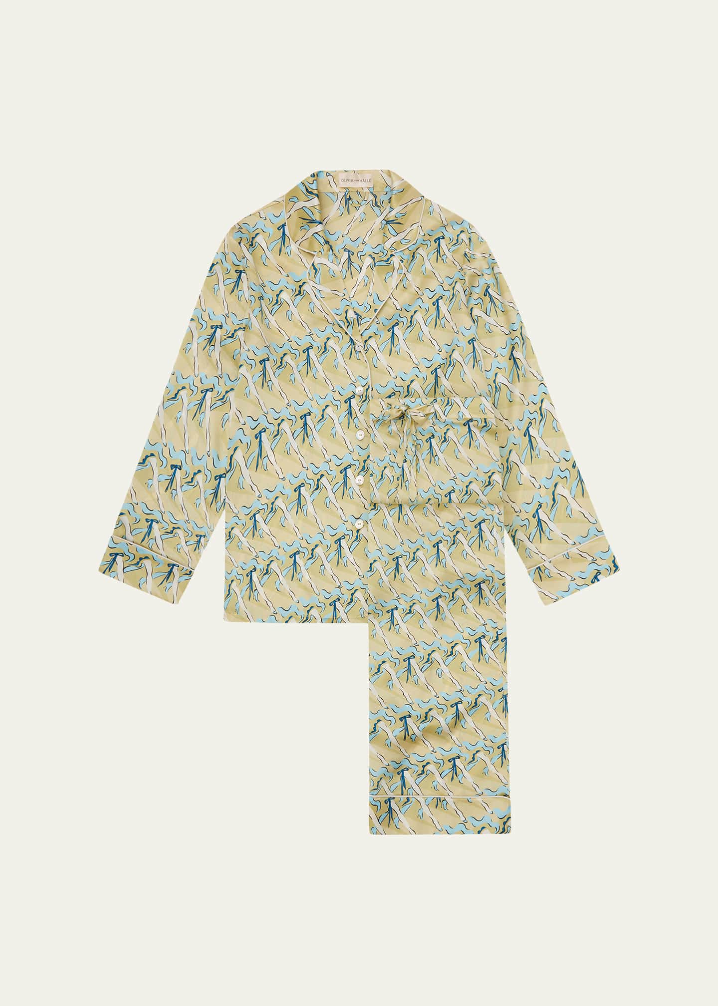 Olivia von Halle Lila Loulou Printed Silk Satin Pajama Set - Bergdorf ...